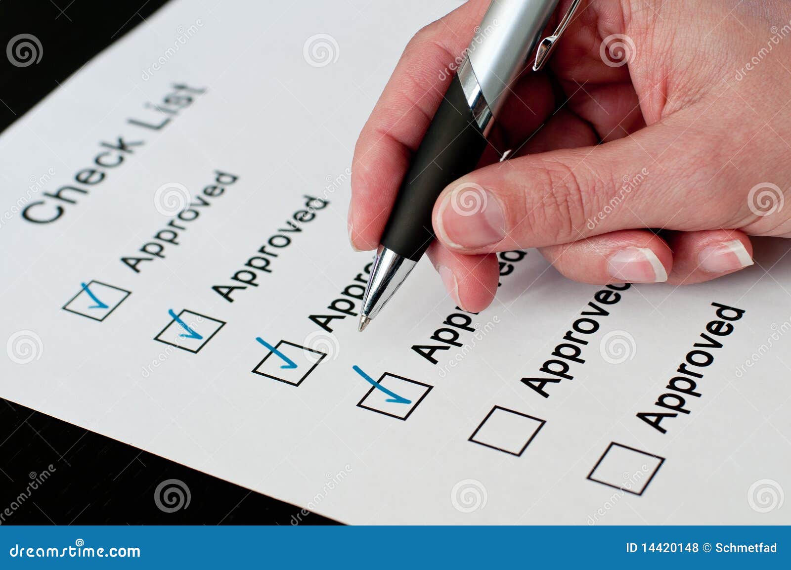 Approved on checklist stock photo. Image of tick, write - 14420148