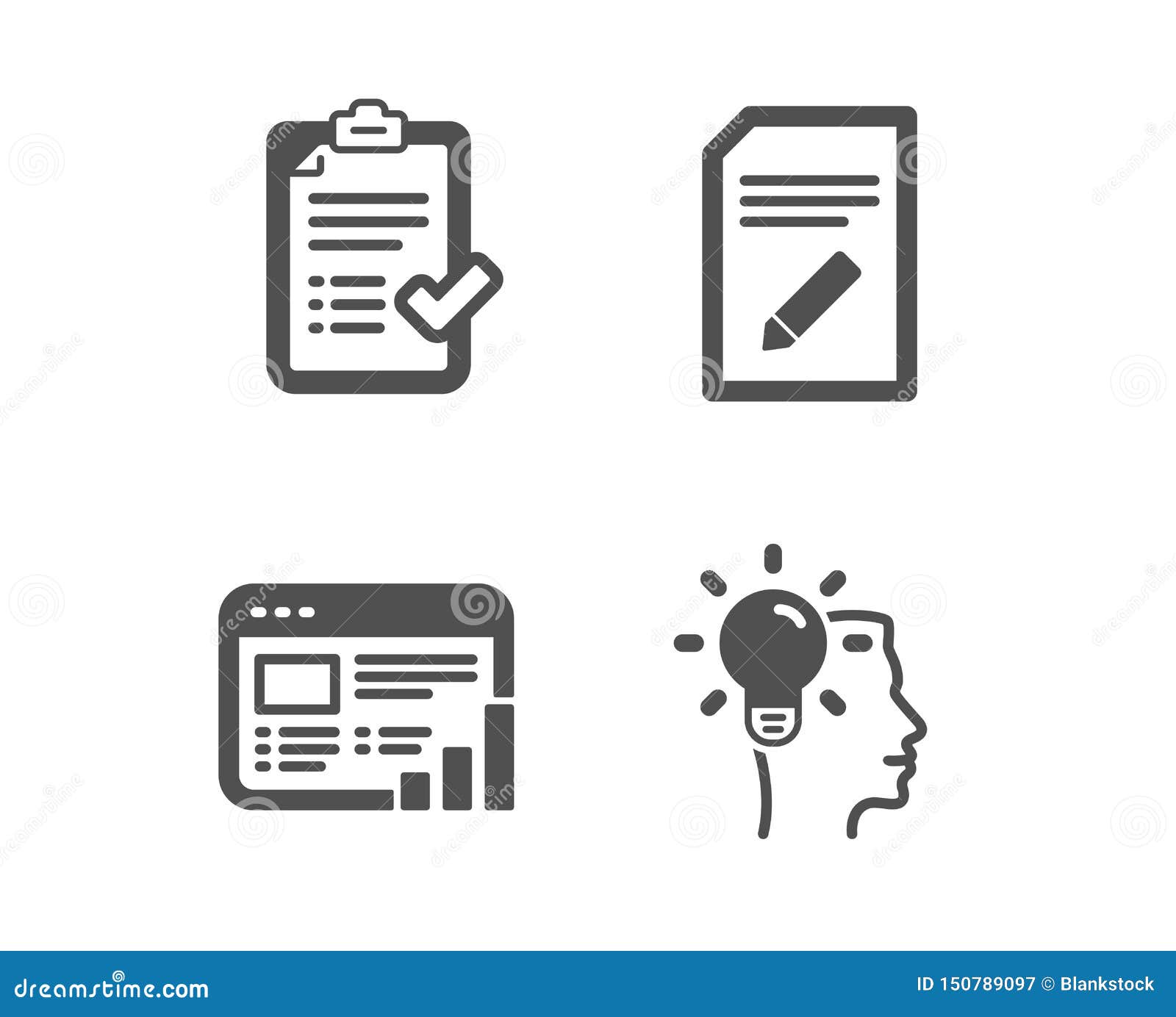 Approved Checklist, Edit Document and Web Report Icons. Idea Sign ...