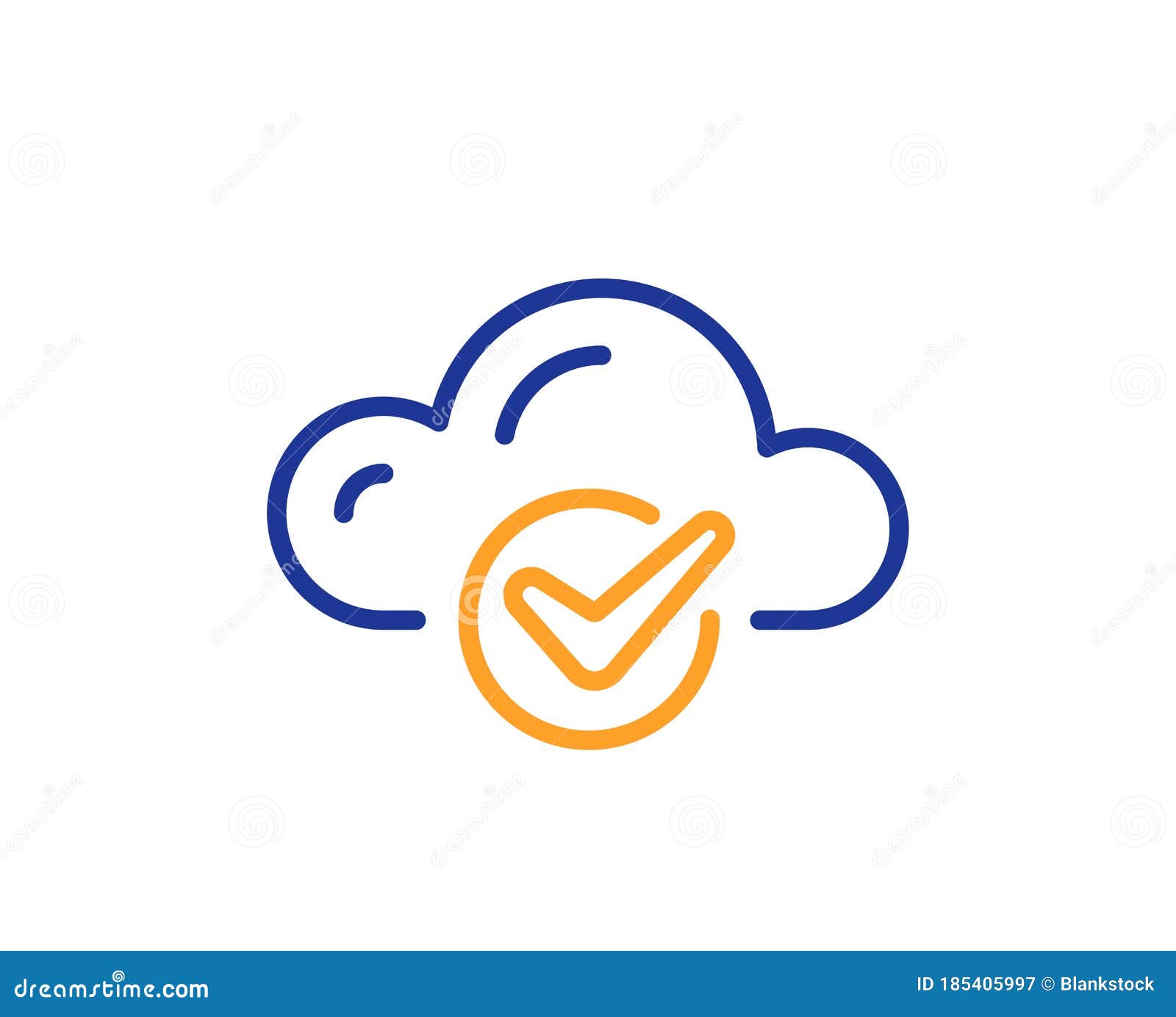 Approved Cloud Computing Line Icon. Internet Data Storage Sign. Vector ...