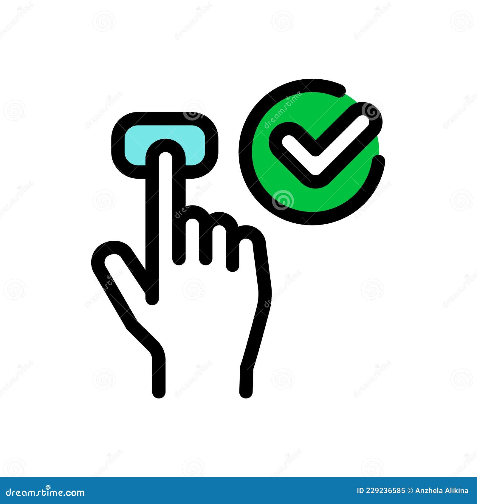 Approved Color Line Icon. Turn on Notification Concept Stock Vector ...