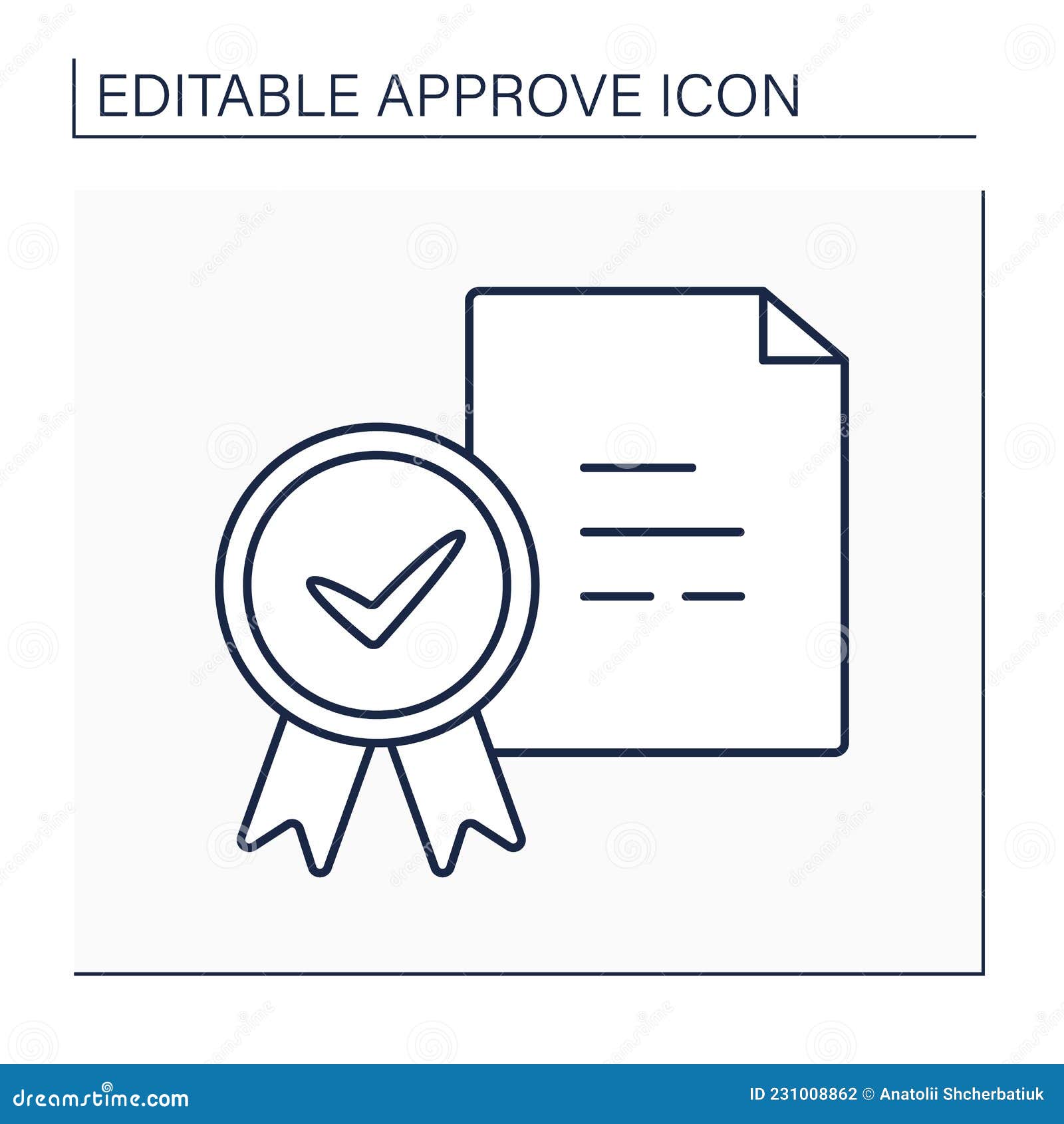 Approved doc line icon stock vector. Illustration of confirmation ...