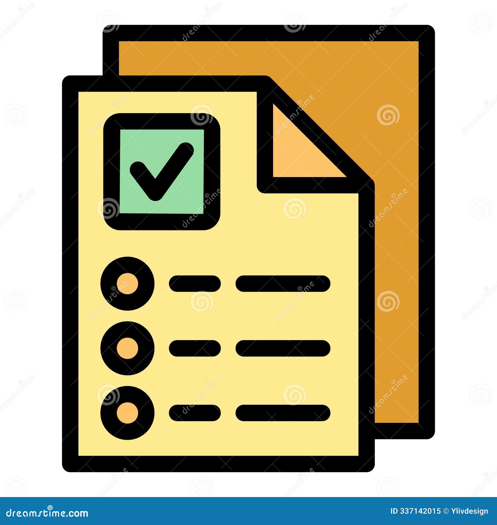 Approved Document with Checkmark and Checklist Icon Stock Illustration ...
