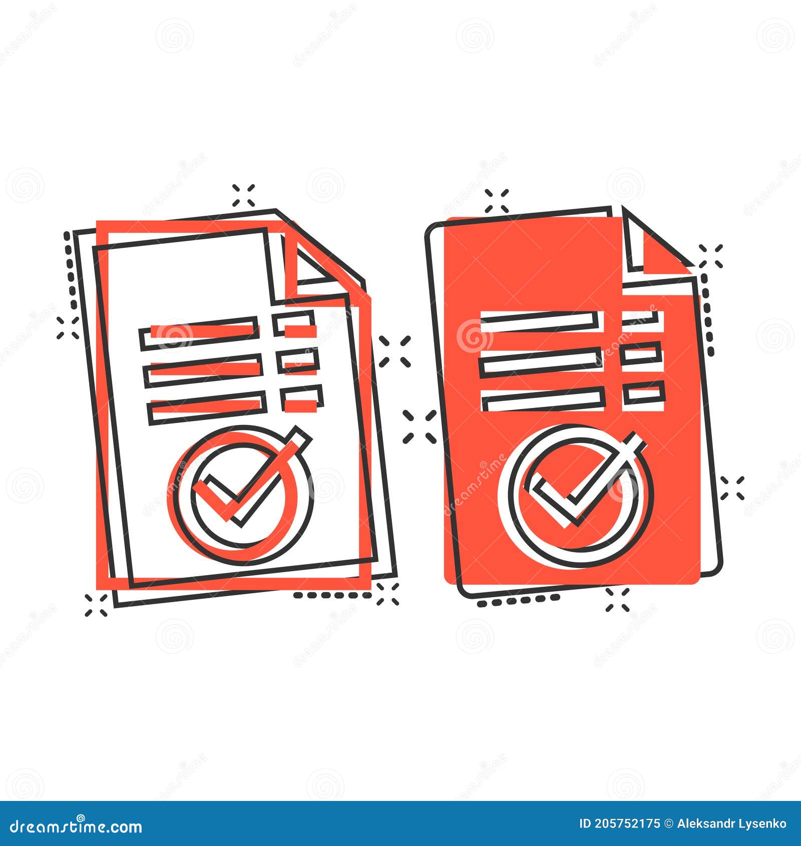 Approved Document Icon In Comic Style. Authorize Cartoon Vector ...