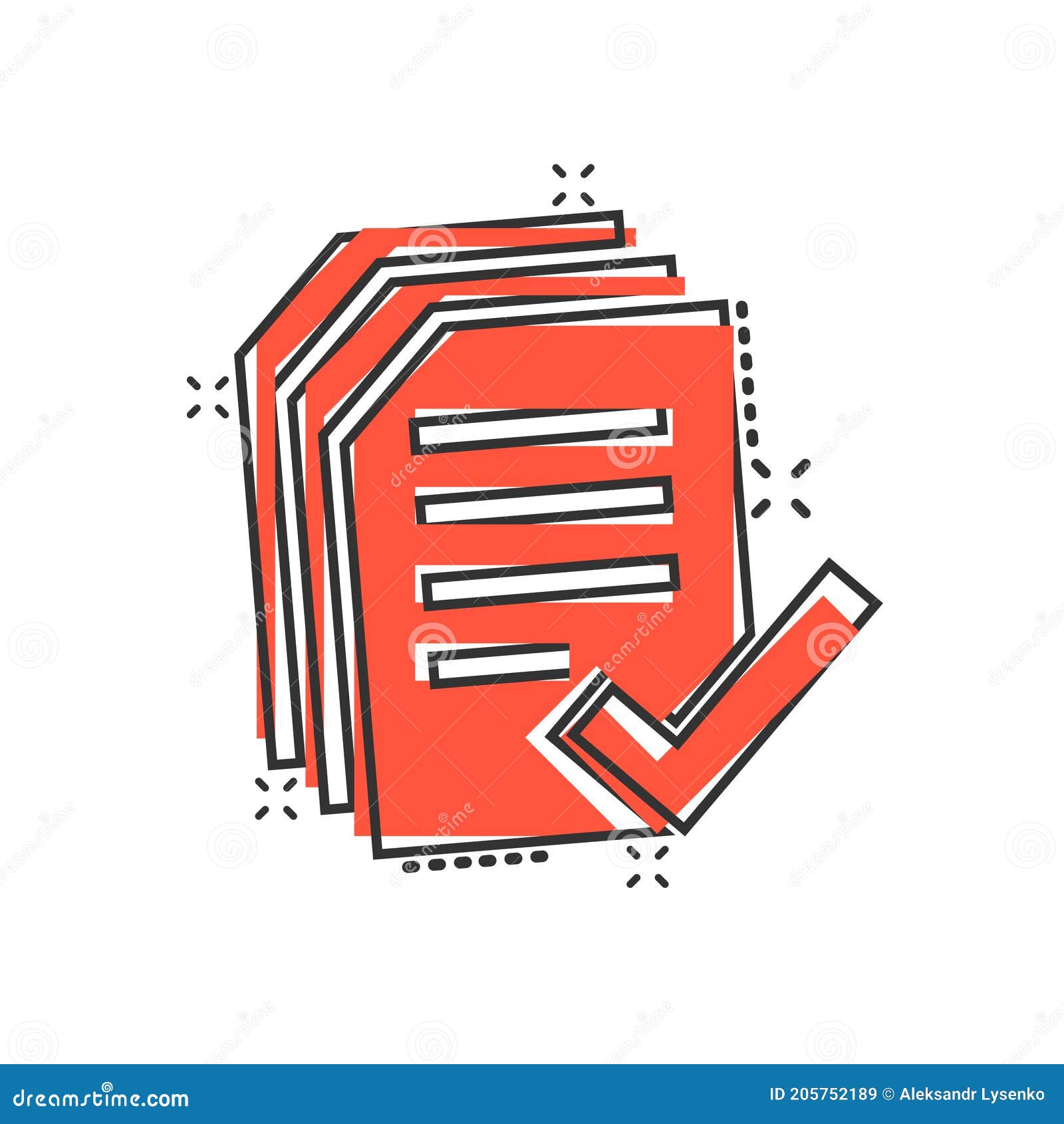 Approved Document Icon in Comic Style. Authorize Cartoon Vector ...