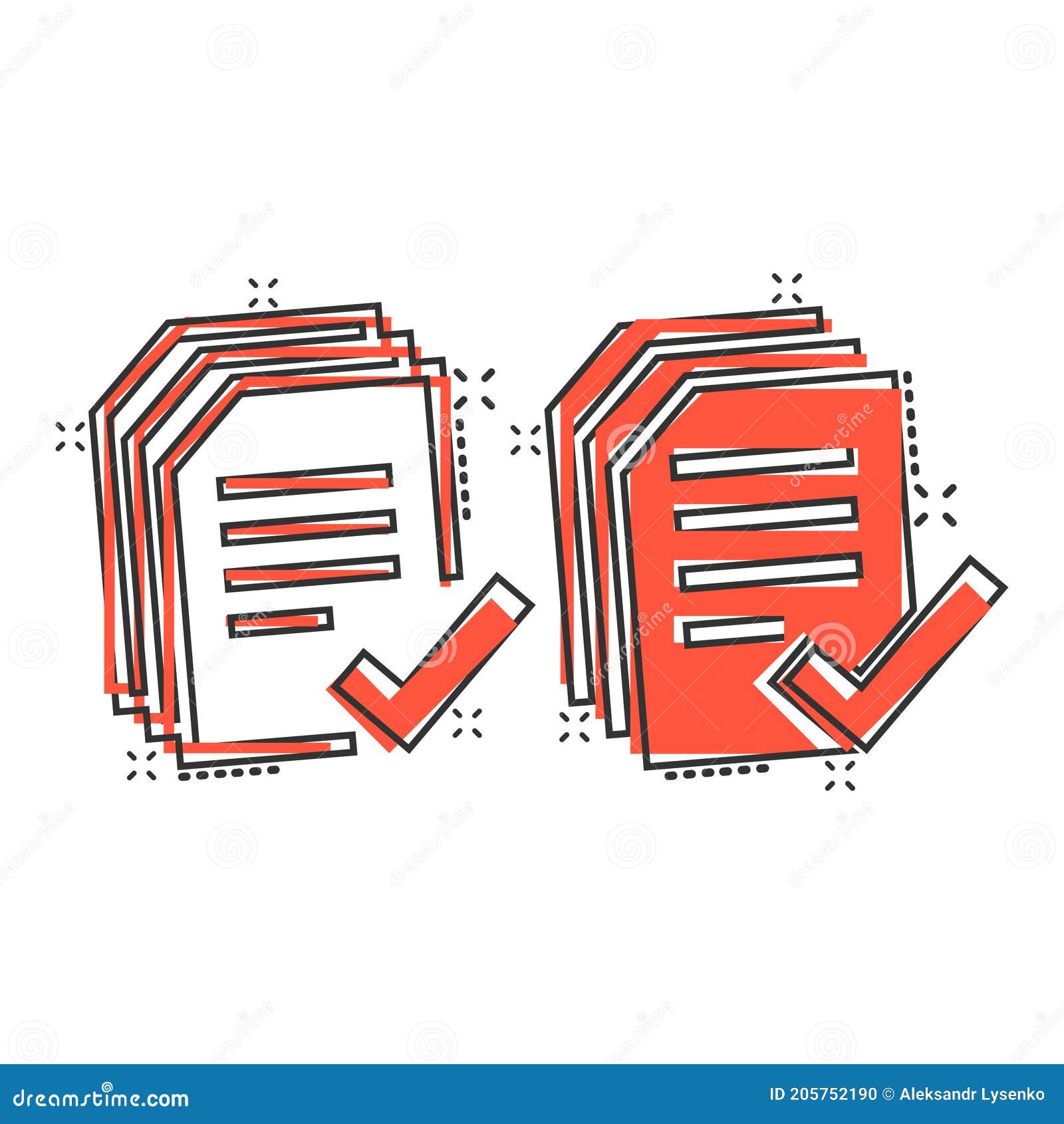 Approved Document Icon in Comic Style. Authorize Cartoon Vector ...