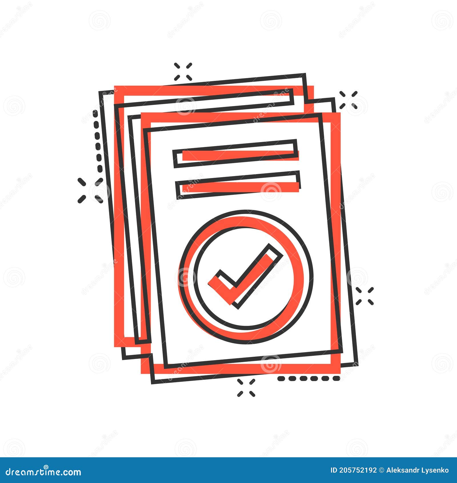 Approved Document Icon In Comic Style. Authorize Cartoon Vector ...