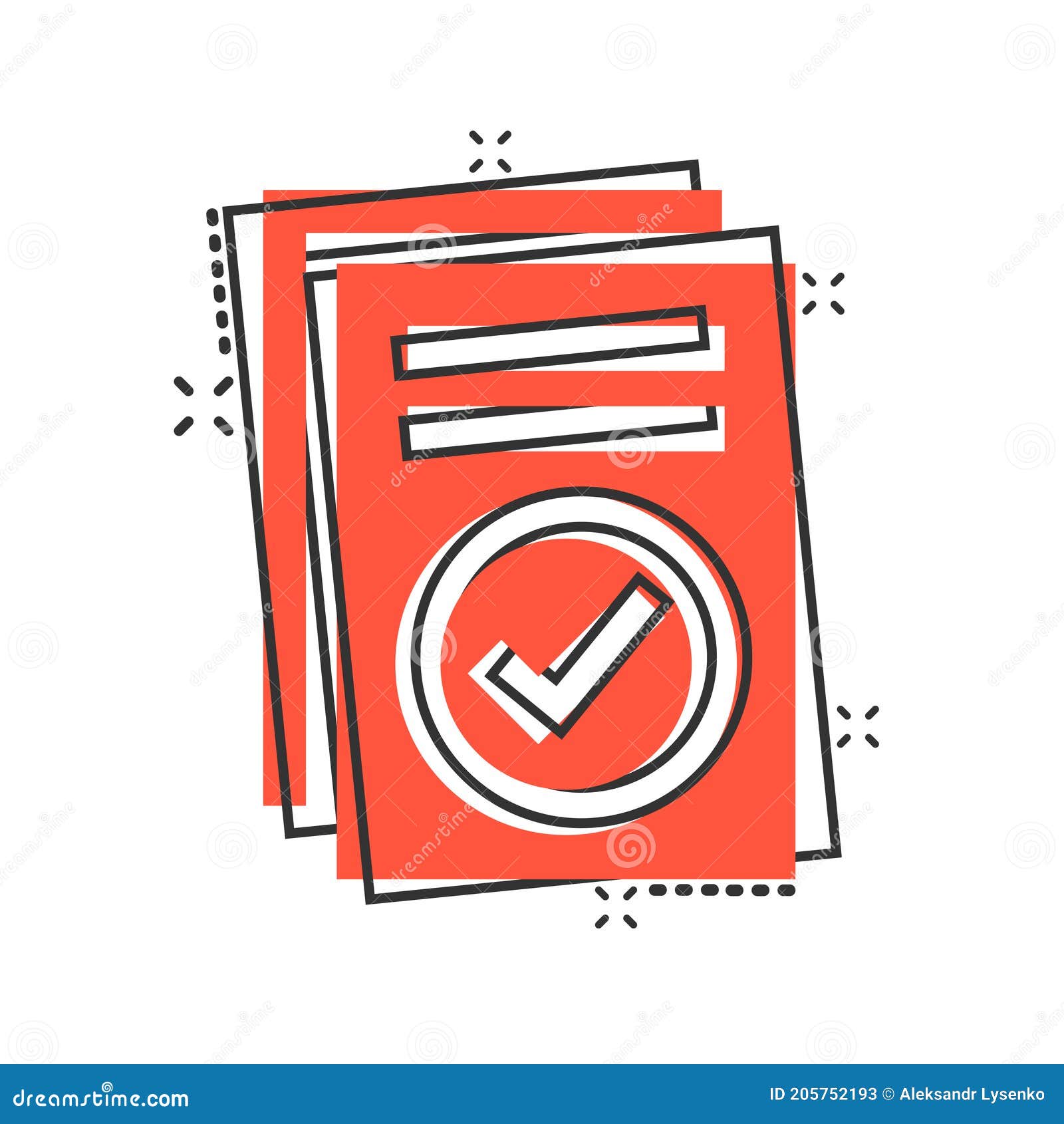 Approved Document Icon In Comic Style. Authorize Cartoon Vector ...