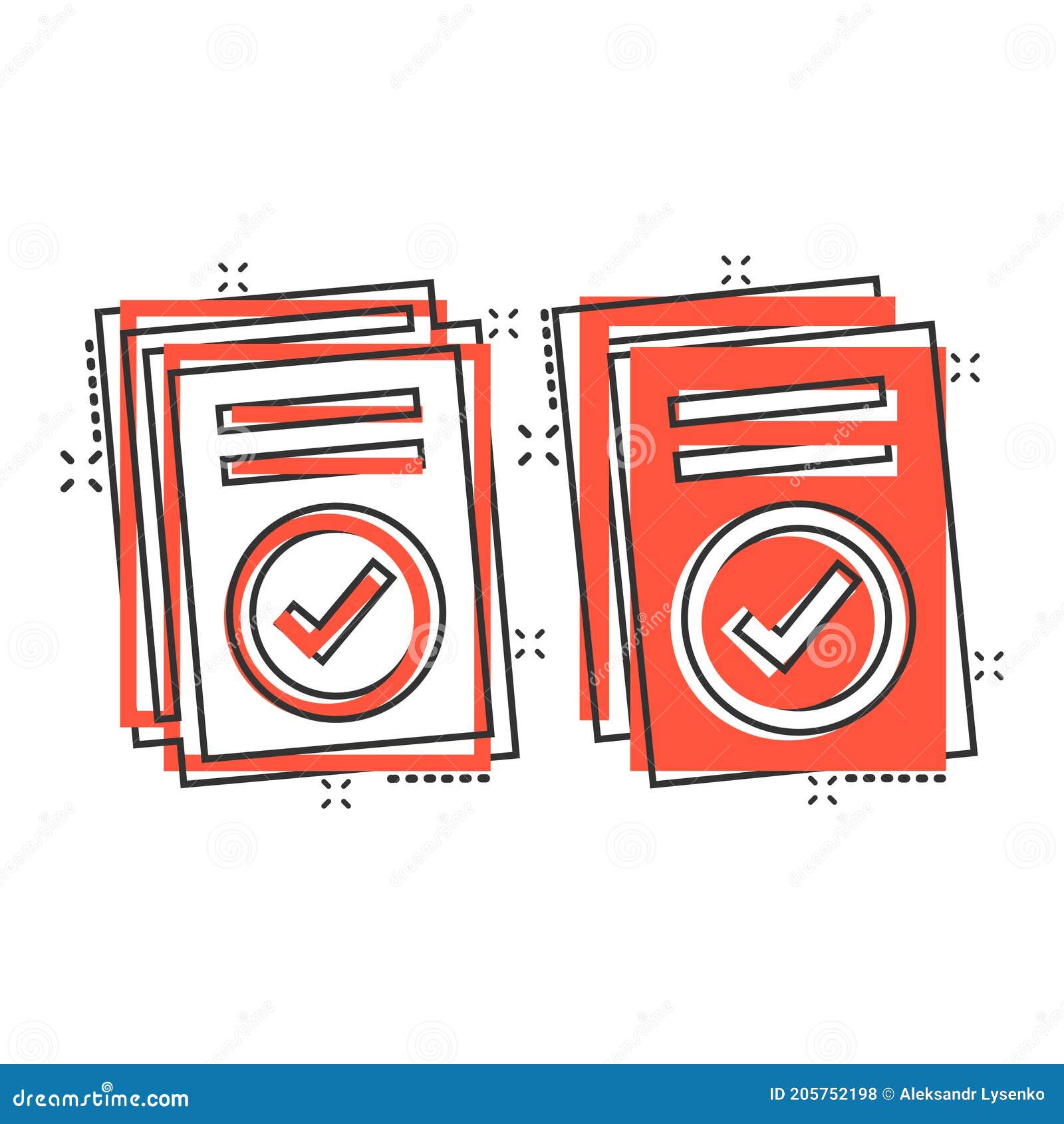 Approved Document Icon In Comic Style. Authorize Cartoon Vector ...