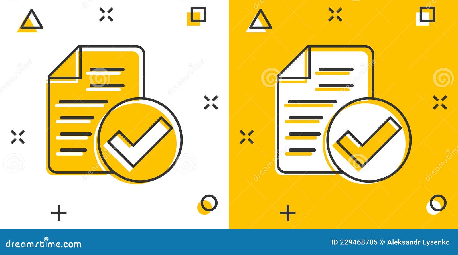 Approved Document Icon In Comic Style. Authorize Cartoon Vector ...