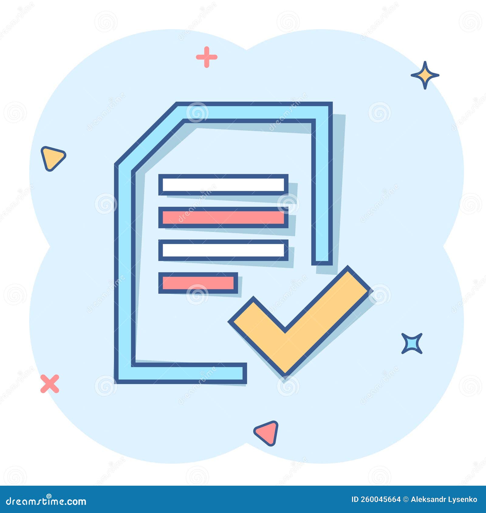 Approved Document Icon In Comic Style. Authorize Cartoon Vector ...