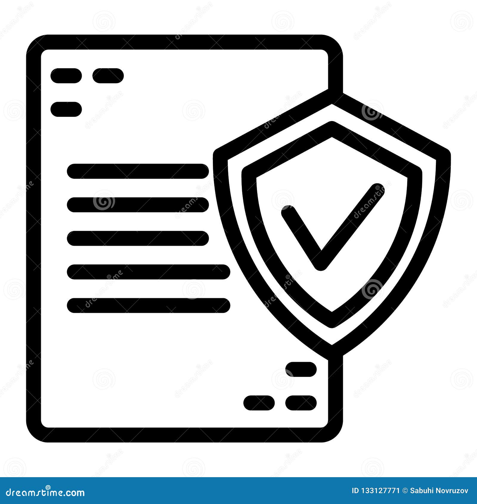 Approved Document Line Icon. List with Shield Vector Illustration ...