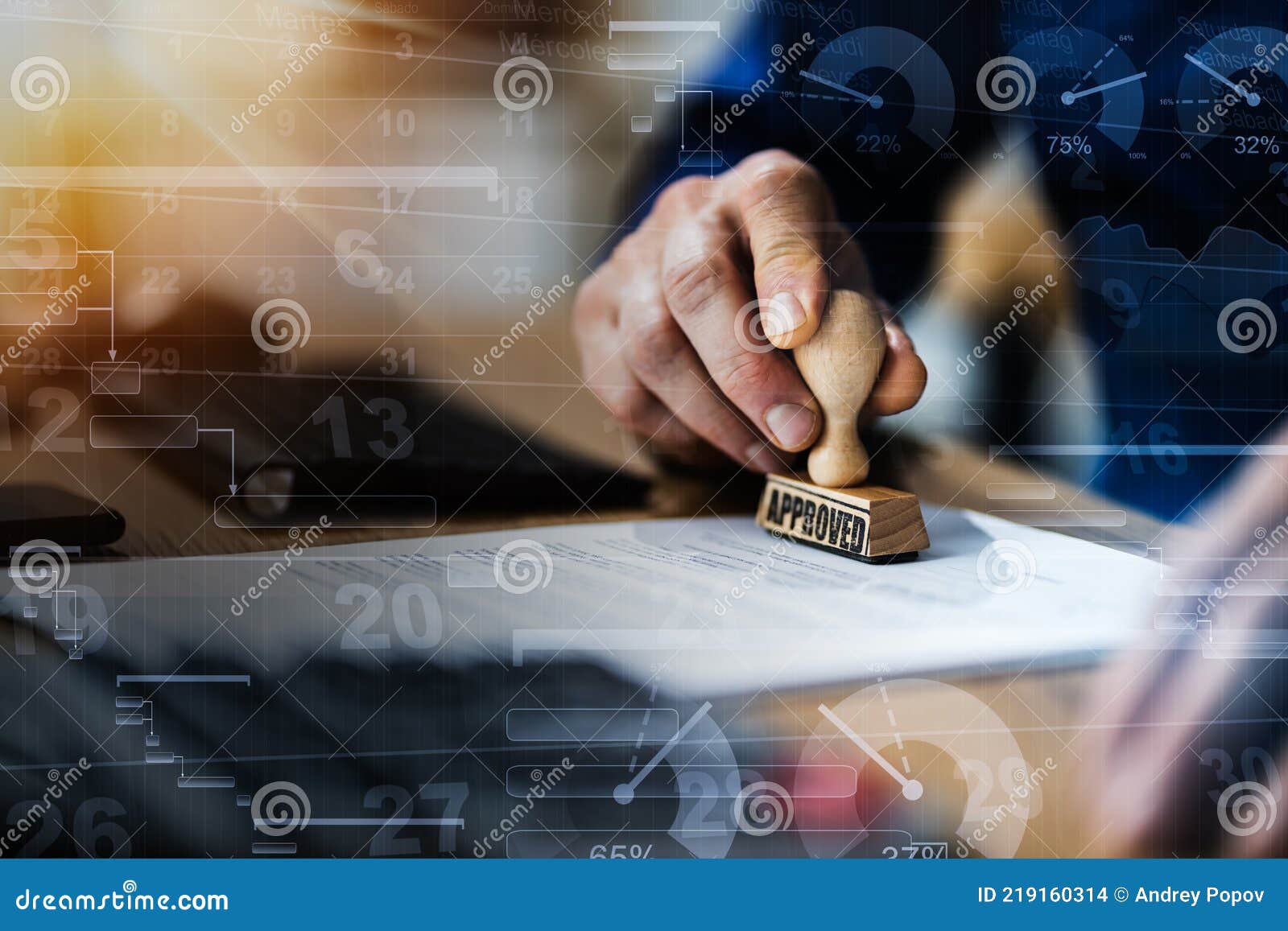 Approved Document Stamp or Permit Stamper Stock Photo - Image of male ...