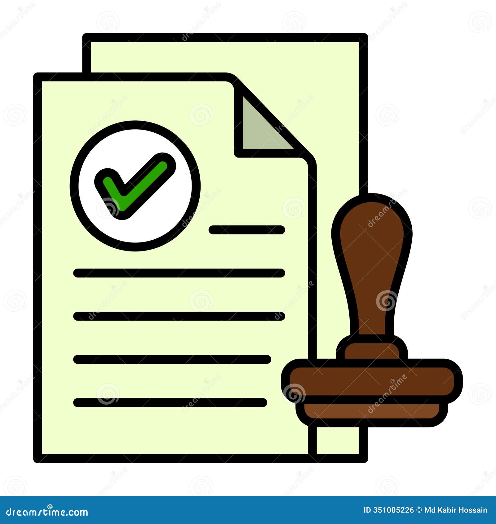 Approved Document Icon In Comic Style. Authorize Cartoon Vector ...