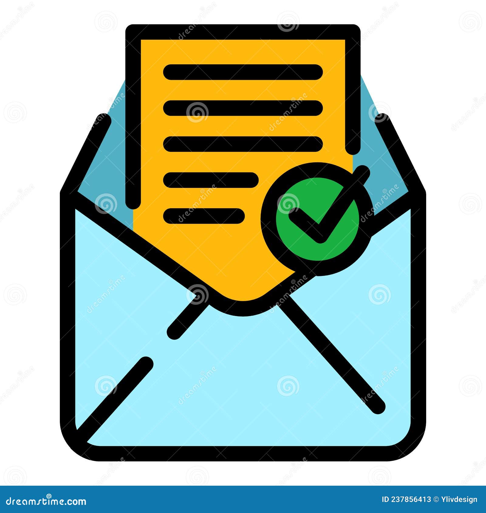 Approved Email Icon Color Outline Vector Stock Vector - Illustration of ...