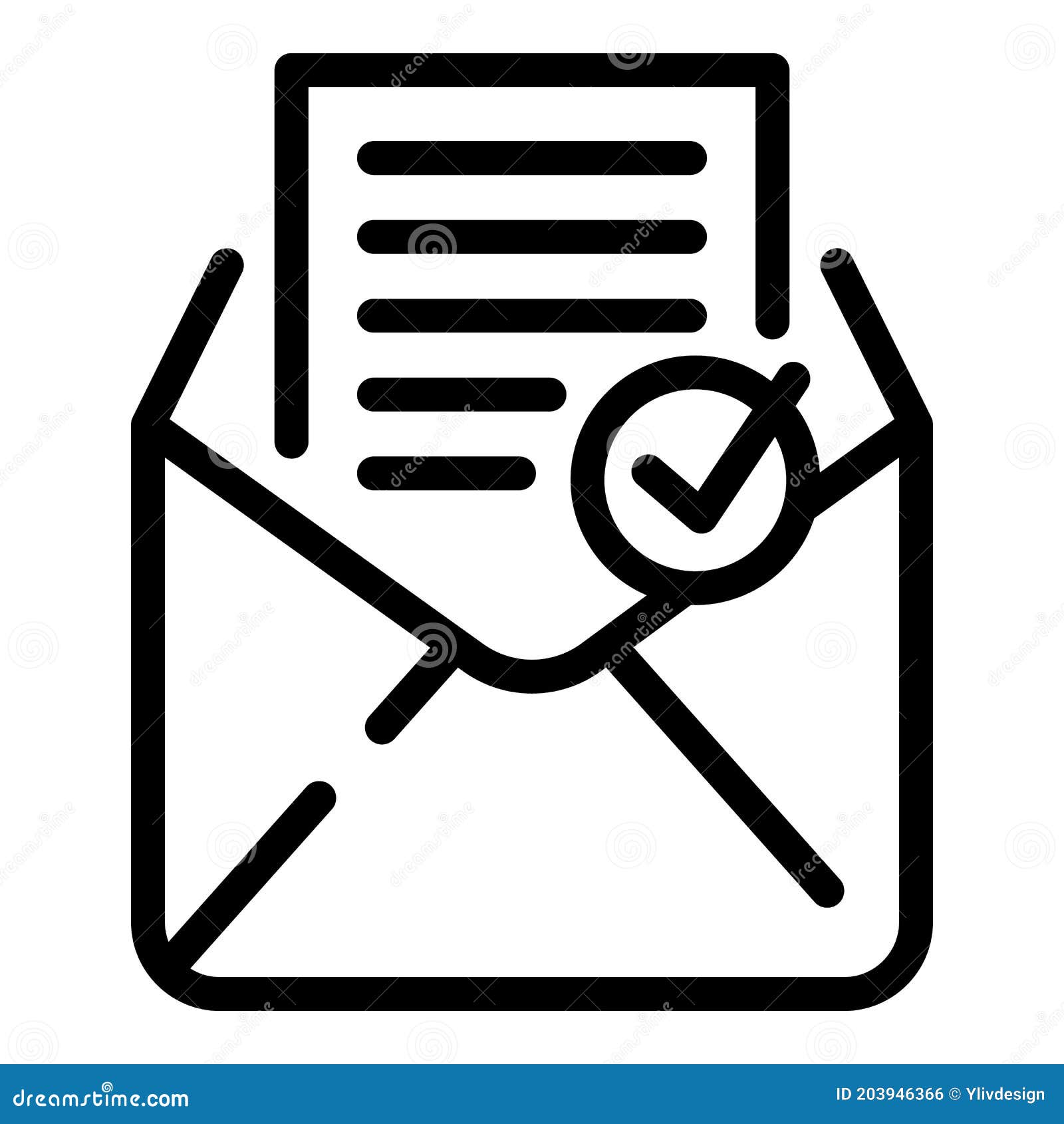 Approved Email Icon, Outline Style Stock Vector - Illustration of ...