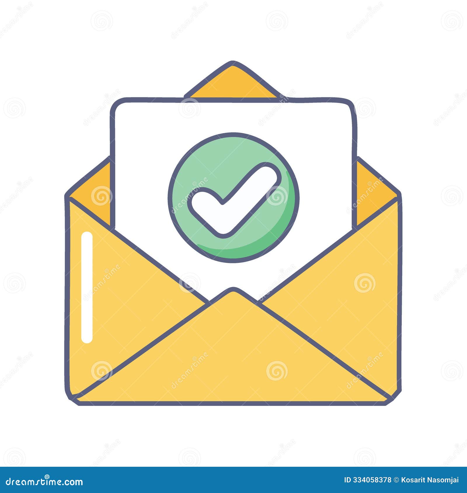 Approved Email. Open Envelope with a Check Mark Inside, Signifying ...