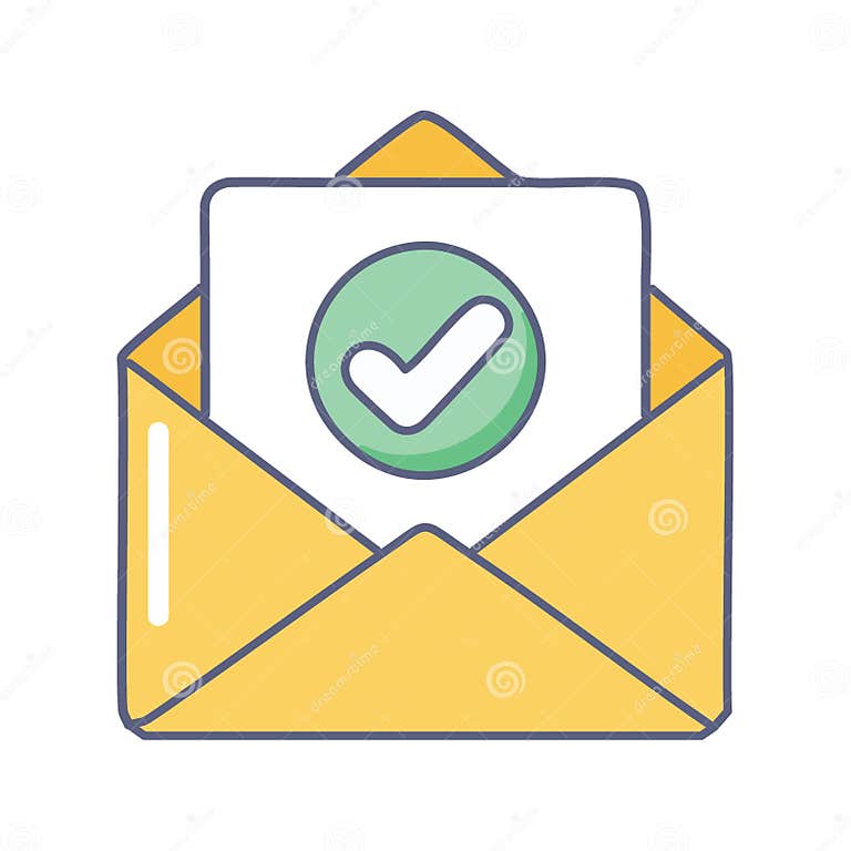 Approved Email. Open Envelope with a Check Mark Inside, Signifying Approval, Acceptance, or ...