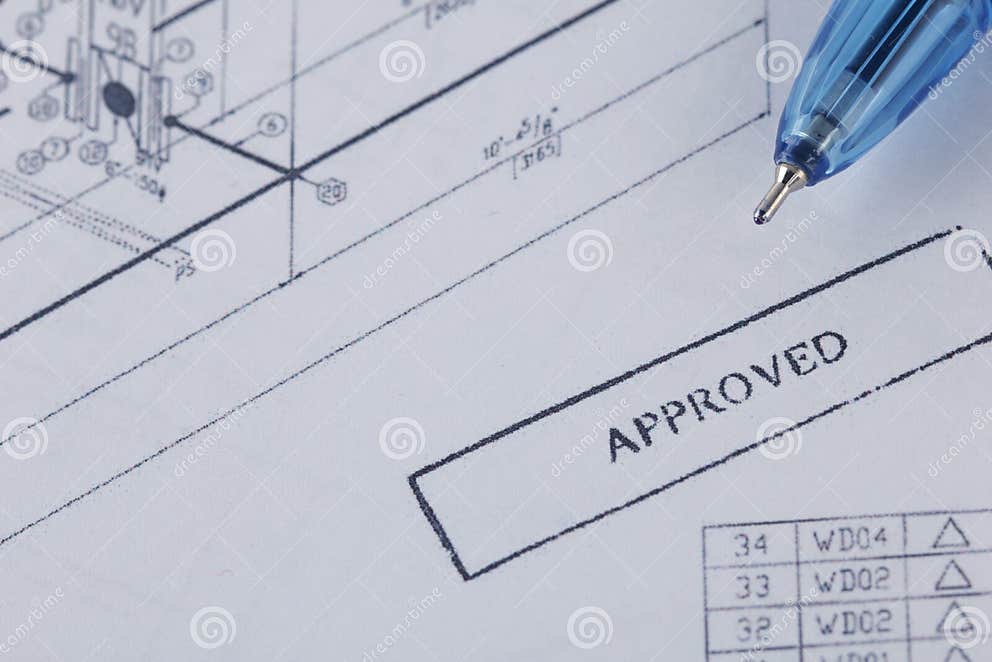 Approved Engineering Drawing Documents with Wrench. Stock Photo - Image ...