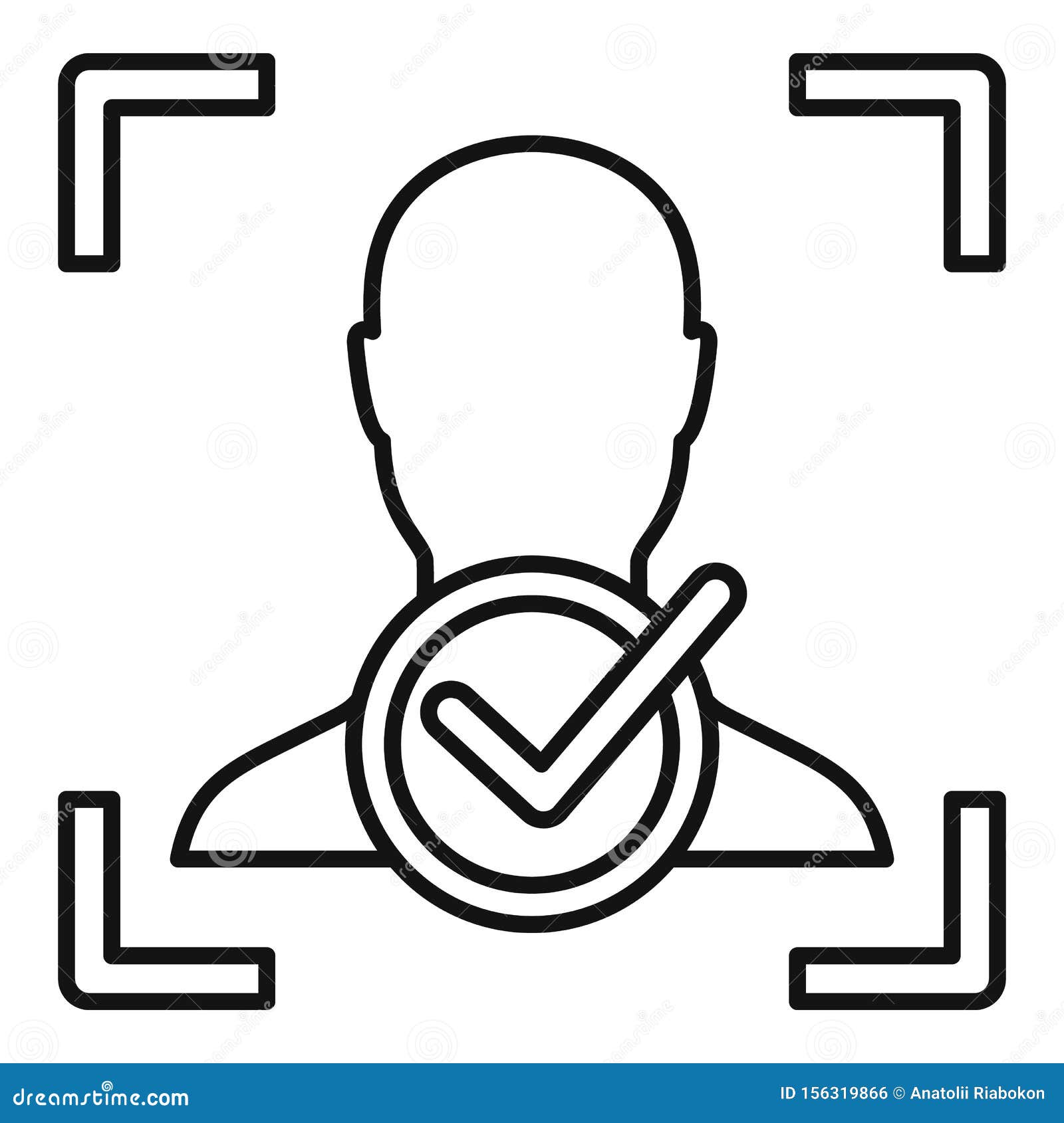 Approved Face Recognition Icon, Outline Style Stock Vector ...