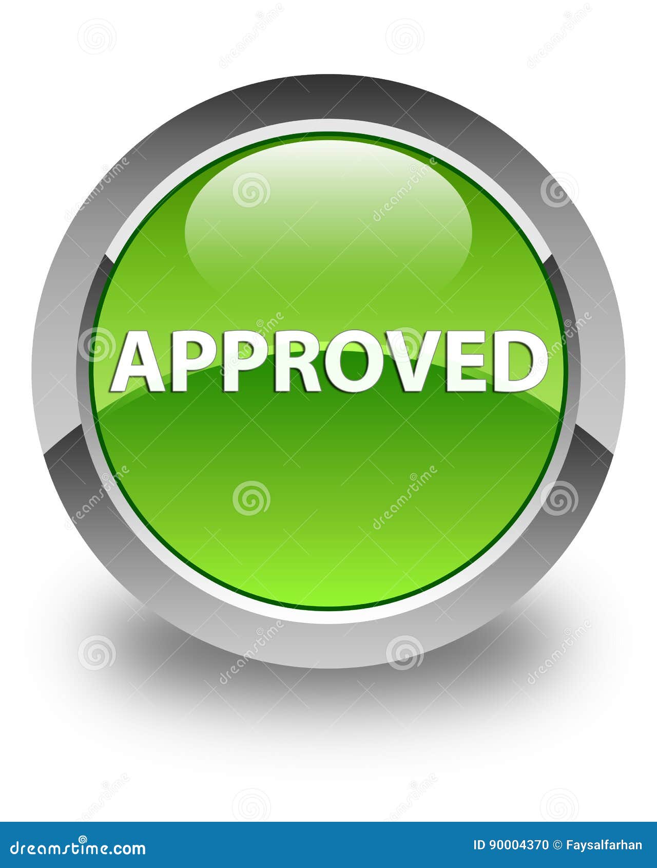 Approved Glossy Green Round Button Stock Illustration - Illustration of ...