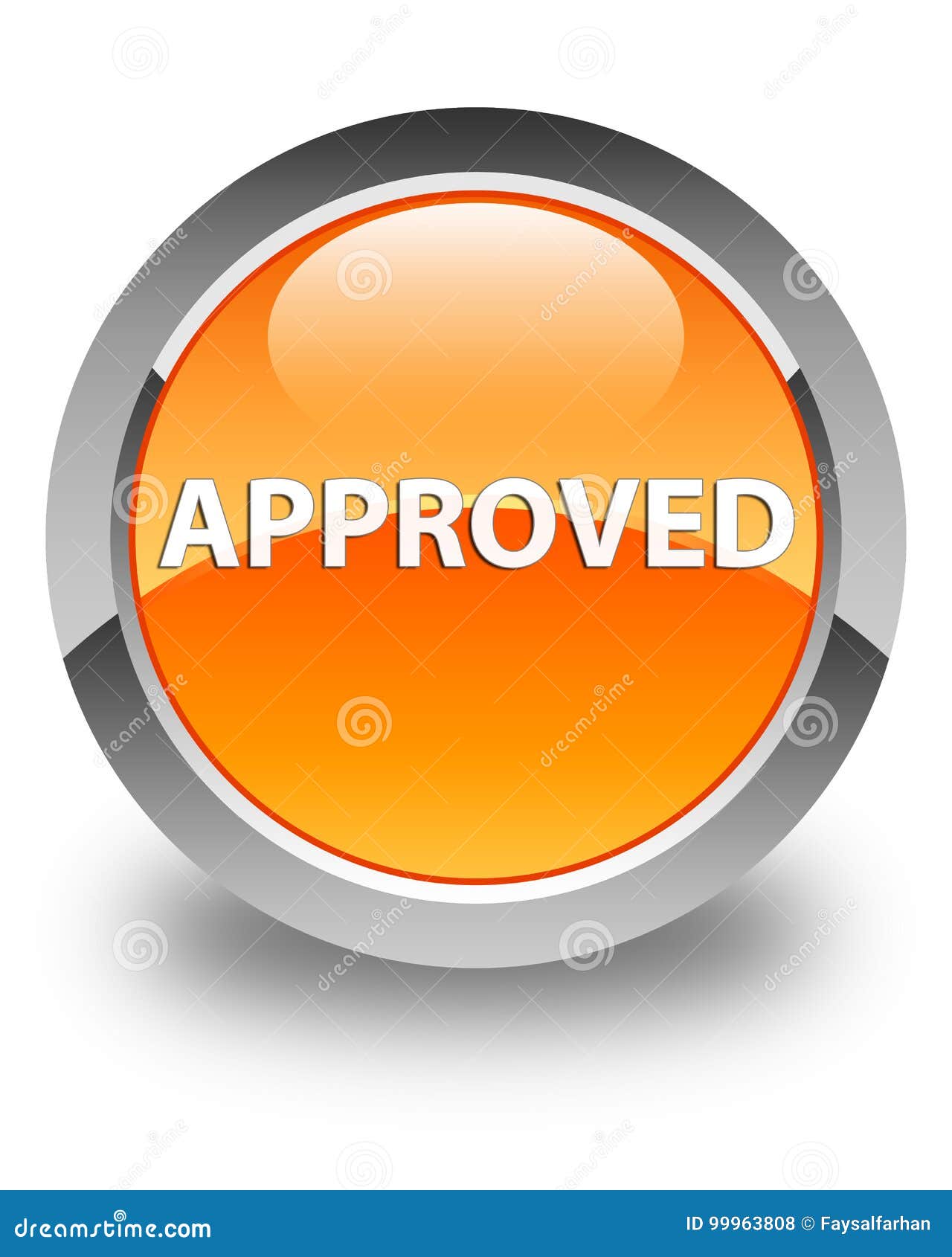 Approved Glossy Orange Round Button Stock Illustration - Illustration ...