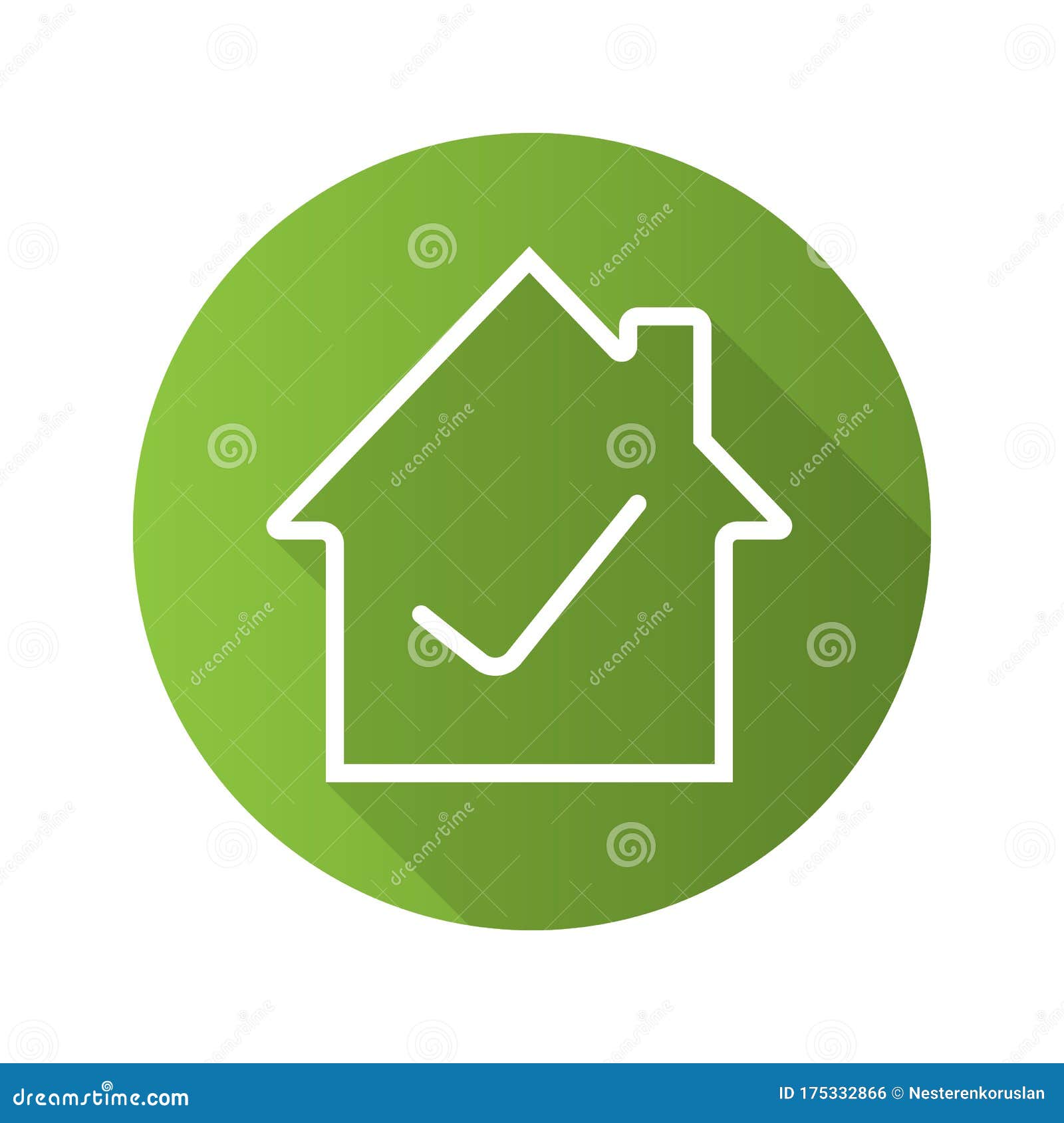 Approved House Flat Linear Long Shadow Icon Stock Vector - Illustration ...