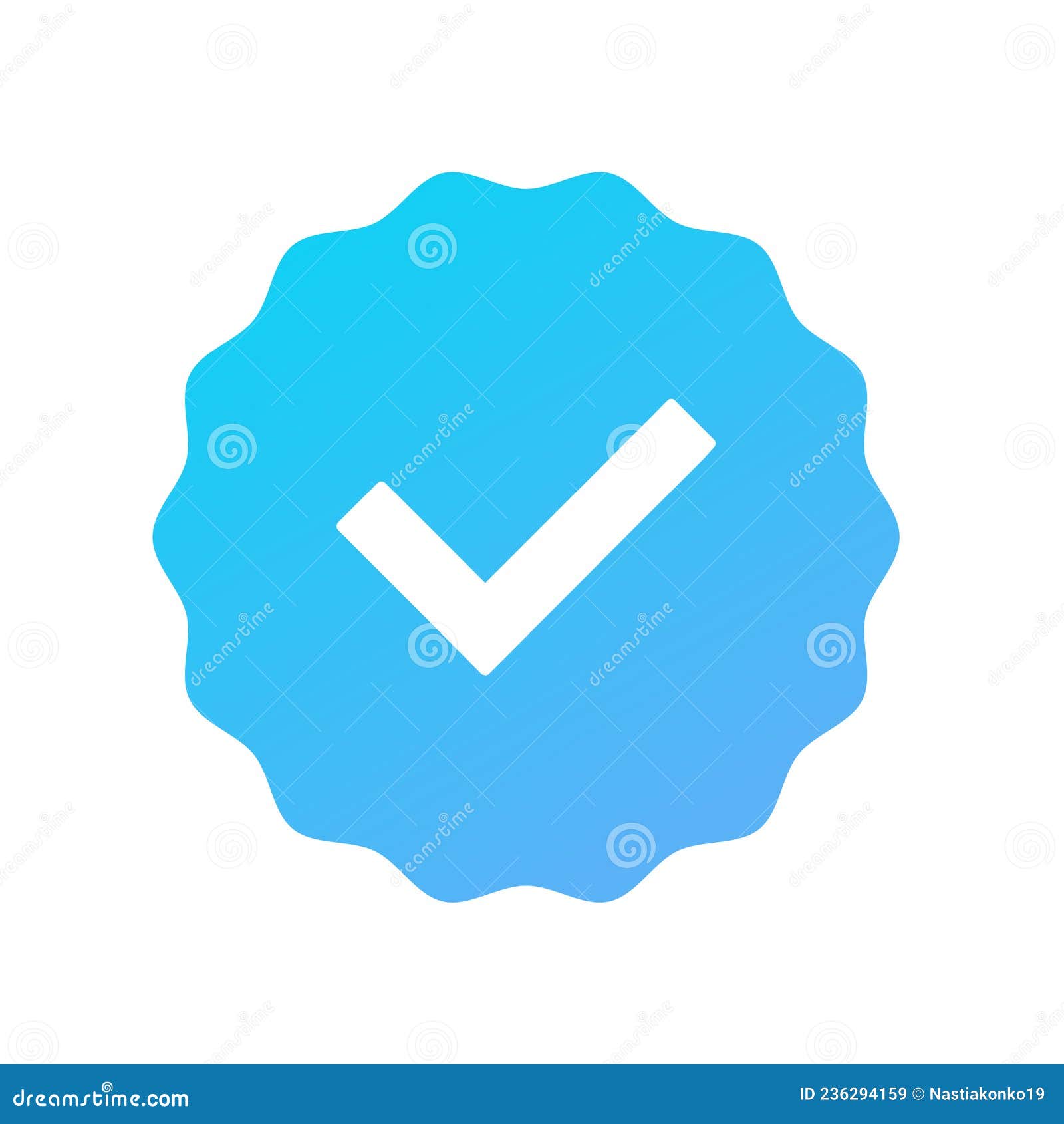 Approved Icon. White Check Mark with Blue Circle Shape. Sparkle Star ...