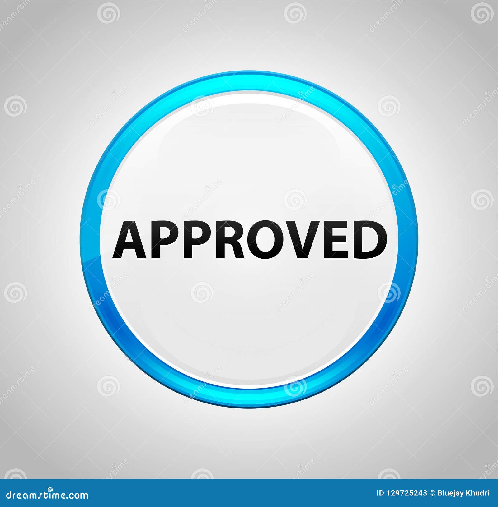 Approved Round Blue Push Button Stock Illustration - Illustration of ...