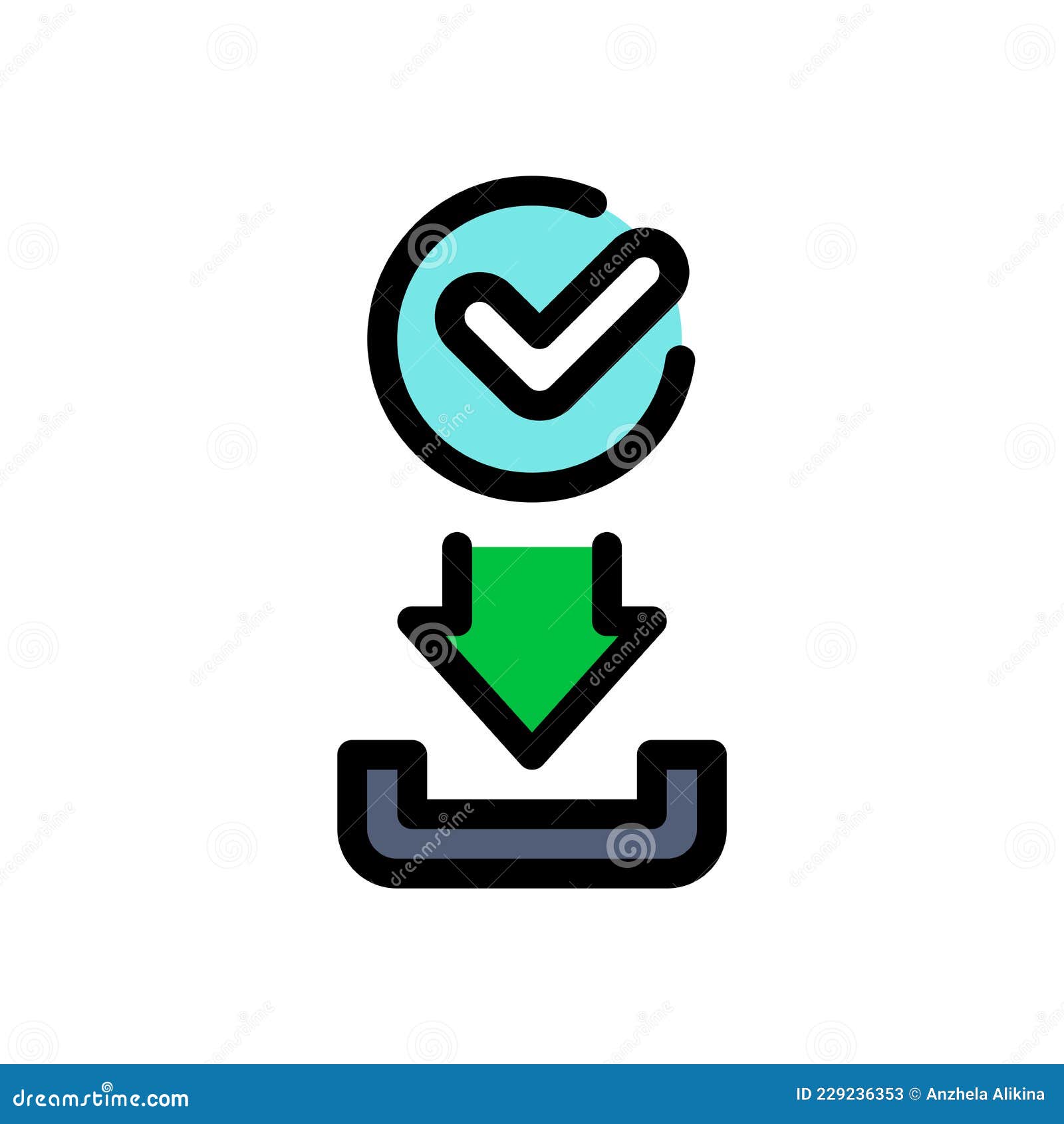 Approved Loading Color Line Icon. Verification Download Concept Stock ...