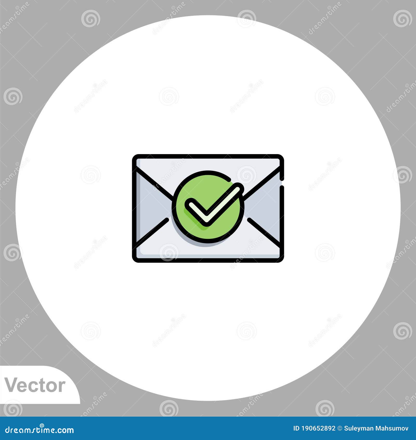 Approved Mail Vector Icon Sign Symbol Stock Vector - Illustration of ...
