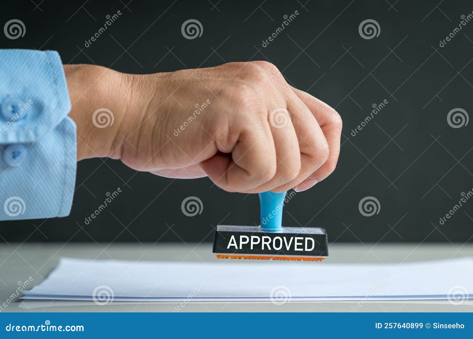 Approved Notary Rubber Stamp. Hand Pressing on Document Stock Image ...