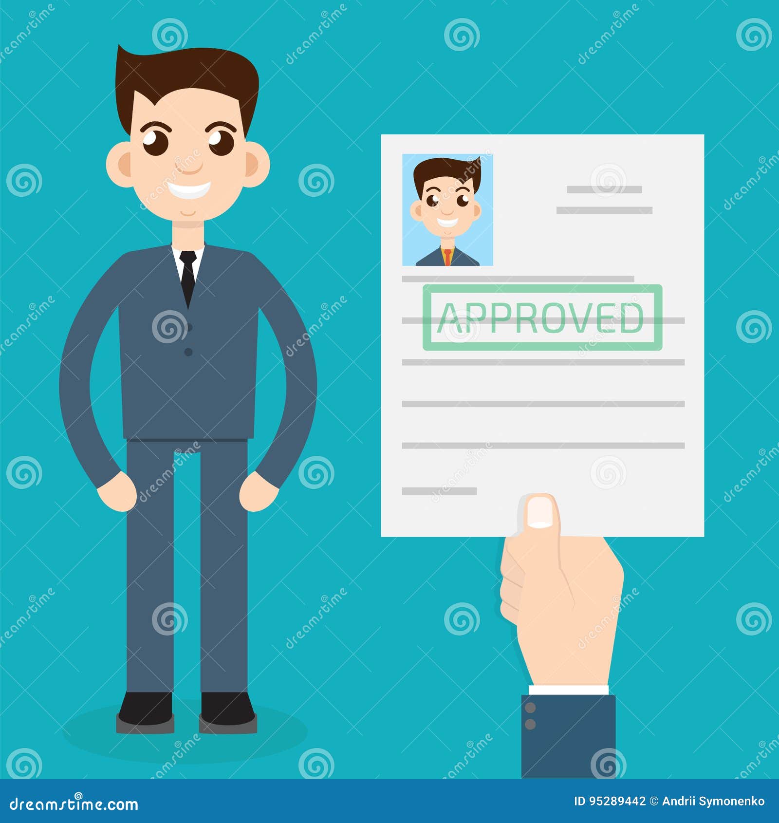 Approved Paper, Hand of Man. Vector Illustration Stock Vector ...