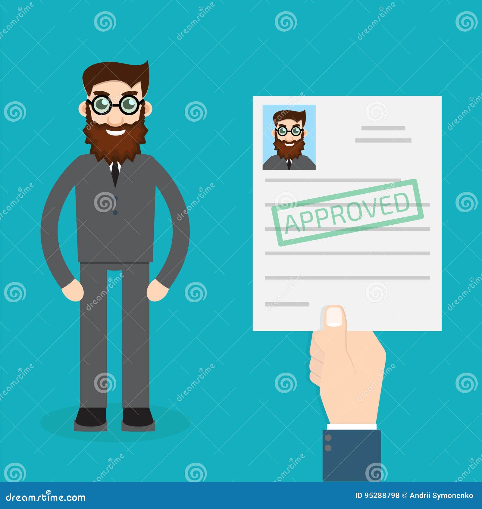 Approved Paper, Hand of Man. Vector Illustration Stock Vector ...