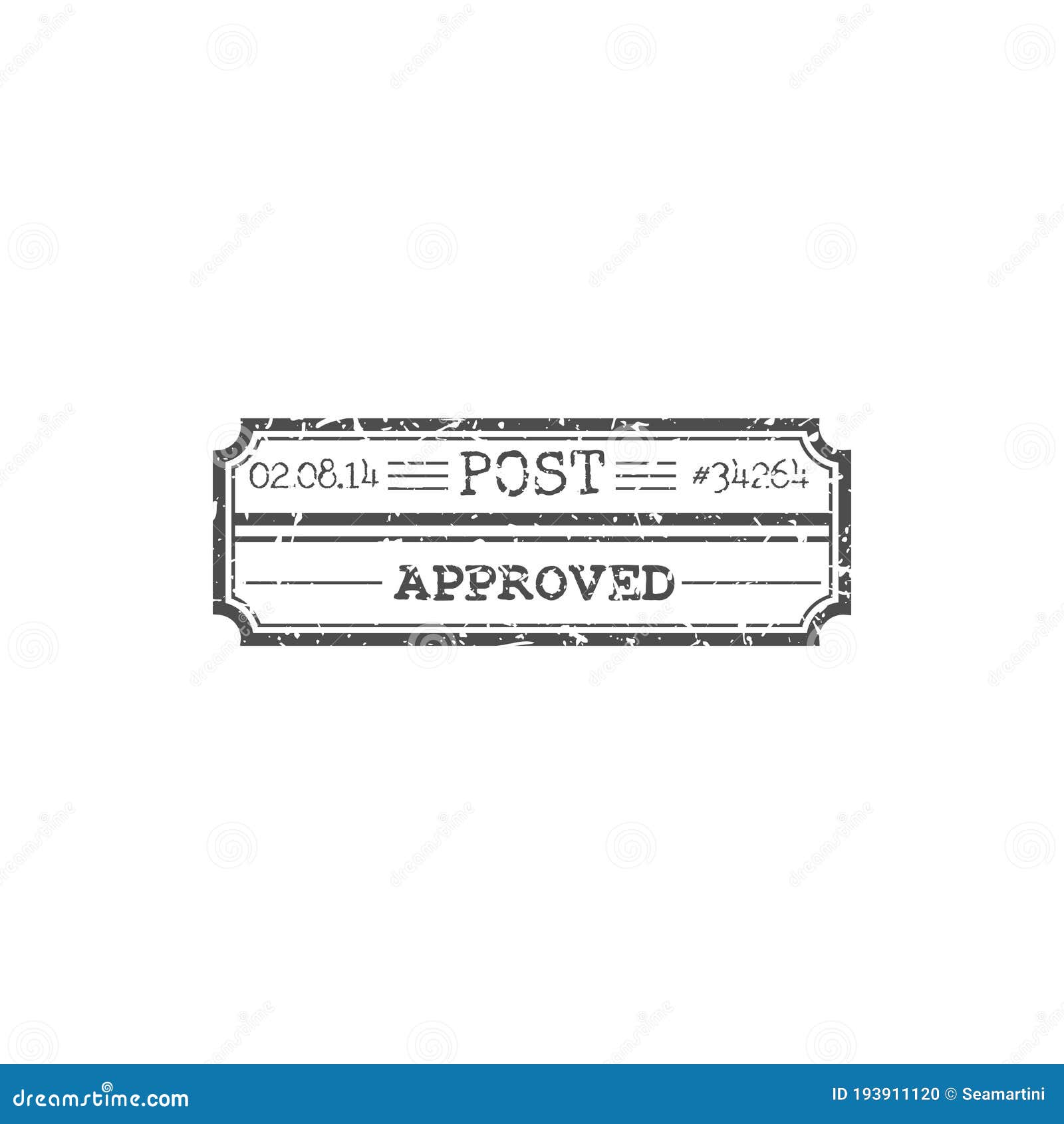 Post Stamp with Approved Mark Isolated Ink Seal Stock Vector ...