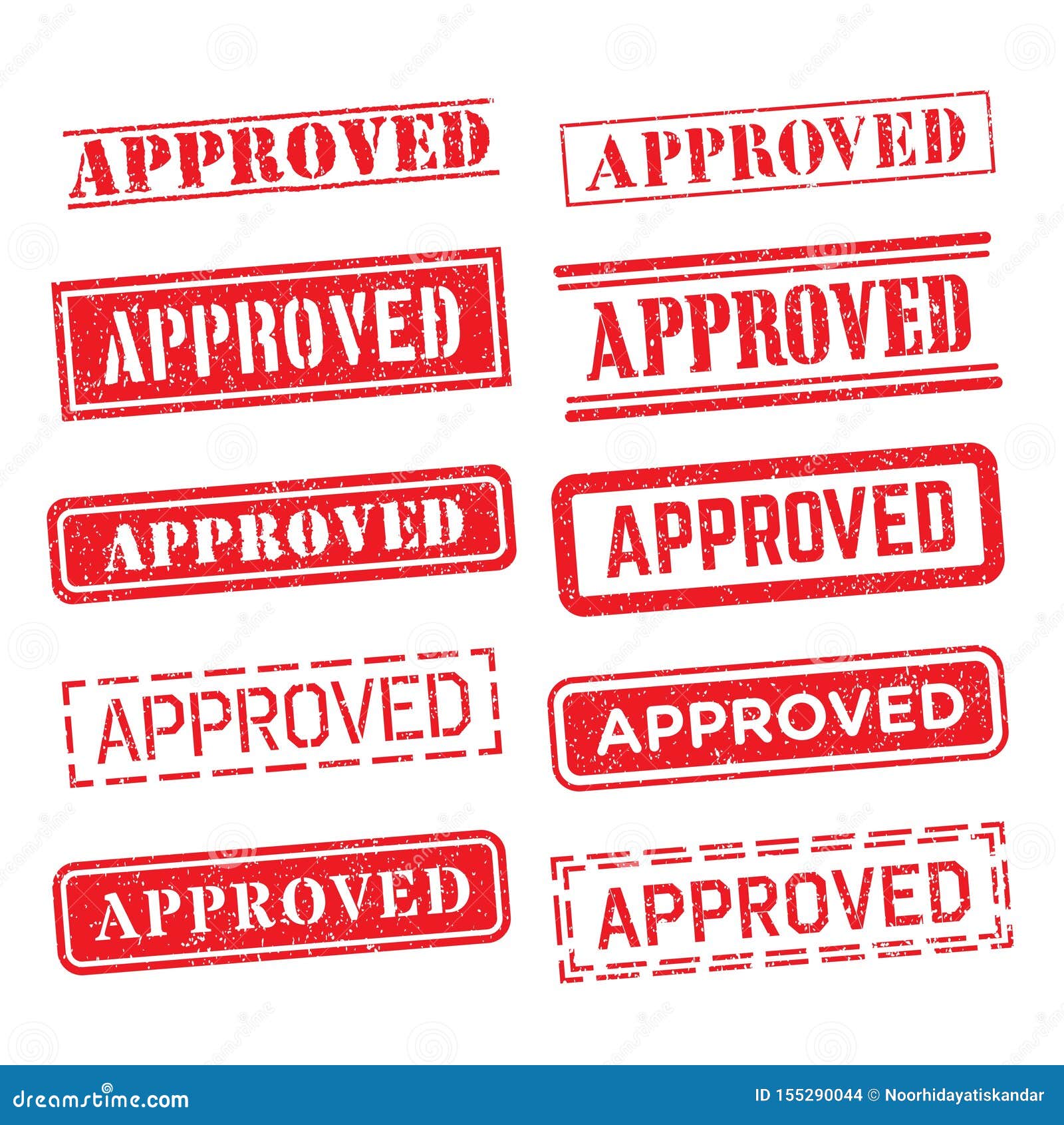 Approved Red Rubber Vintage Stamp Set Over a White Background Stock ...