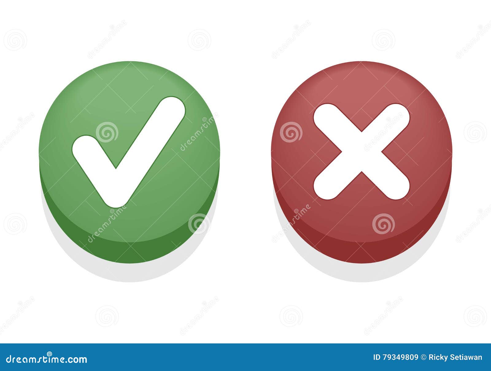 Approved or Reject Buttons stock vector. Illustration of check - 79349809