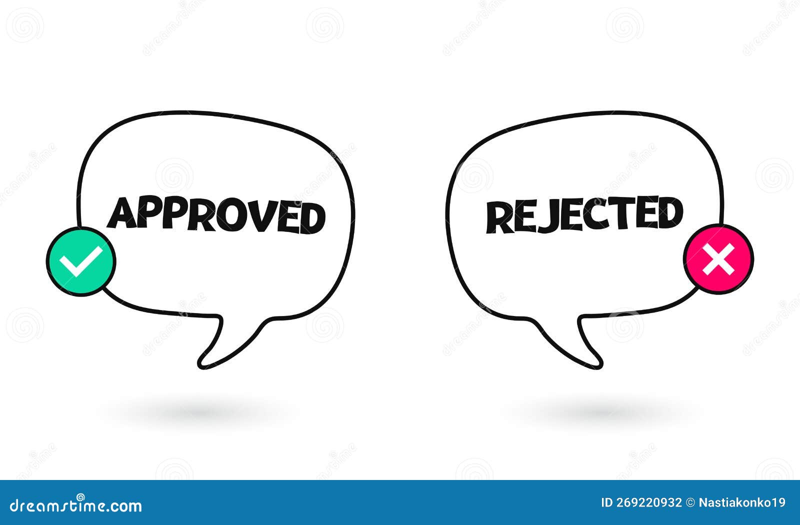Approved and Rejected Bubble Icon. Check or Cross Mark Sign. Vector ...