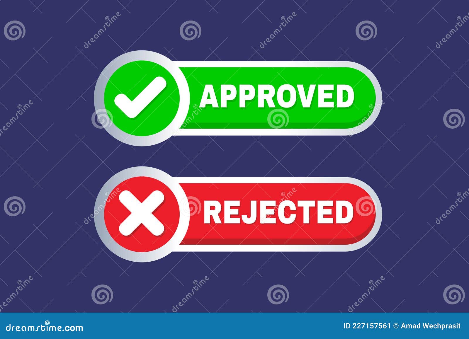 Approved and Rejected Button .Check Mark Icon Vector Illustration Stock ... Approved and Rejected Button .Check Mark Icon Vector Illustration Stock ...