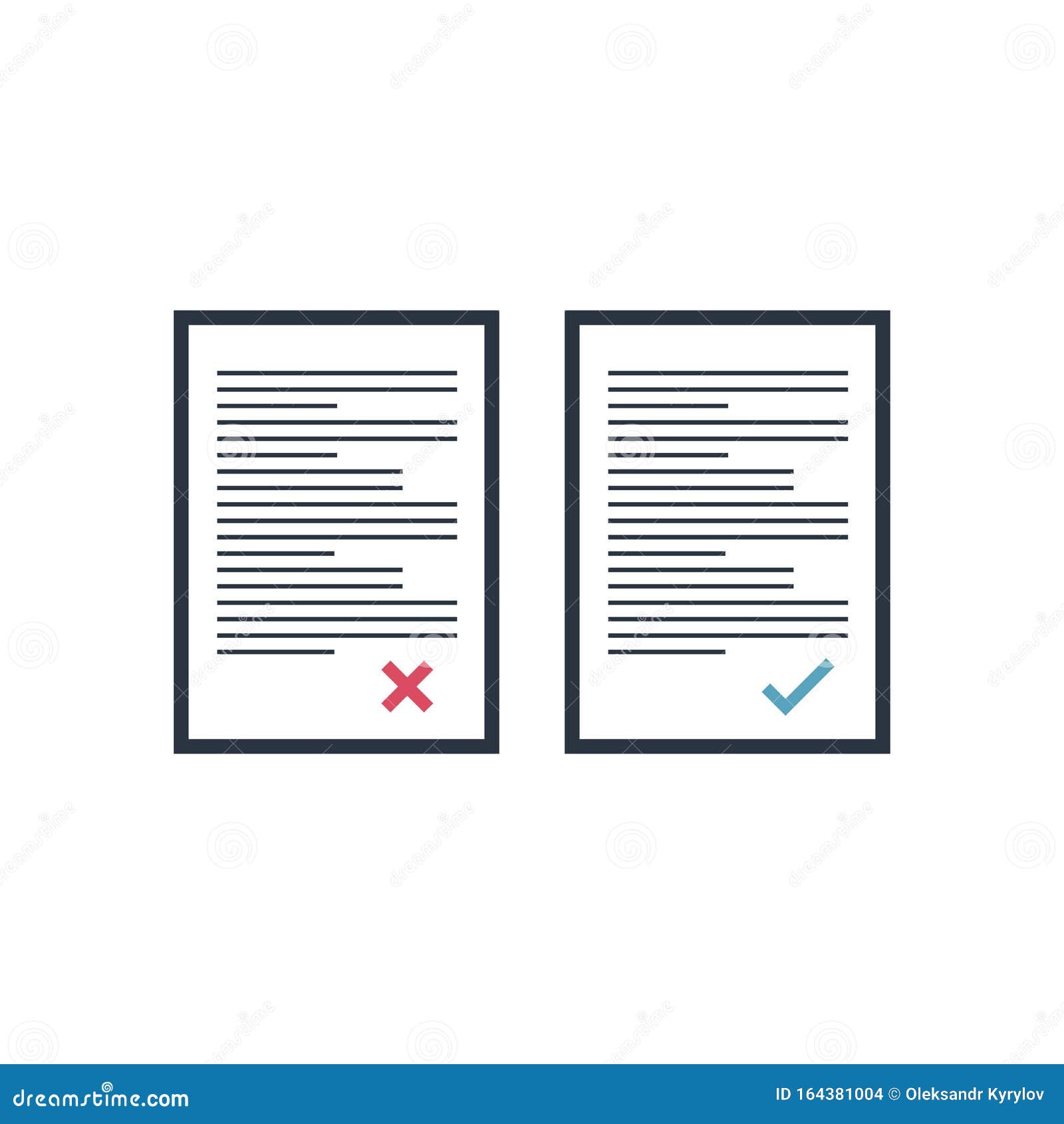 Approved and Rejected Document, Cross and Check Mark on Paper. Stock ...