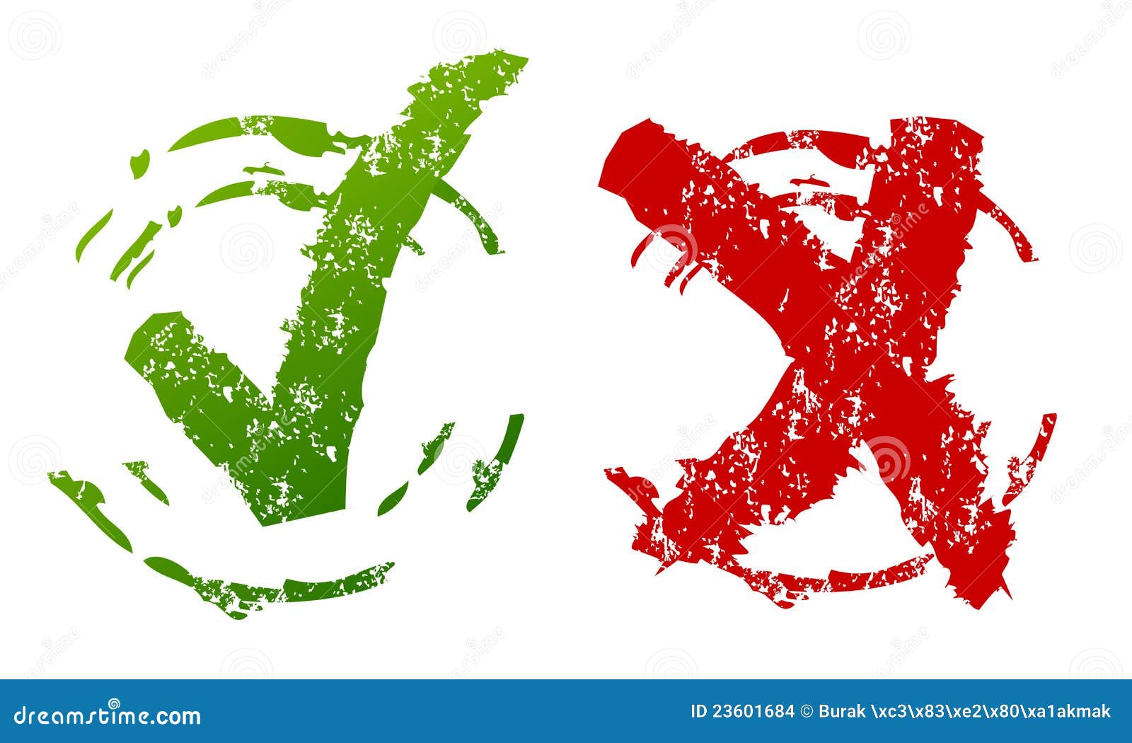 Approved And Rejected Icons On White Backdrop. Green And Red Marks ...