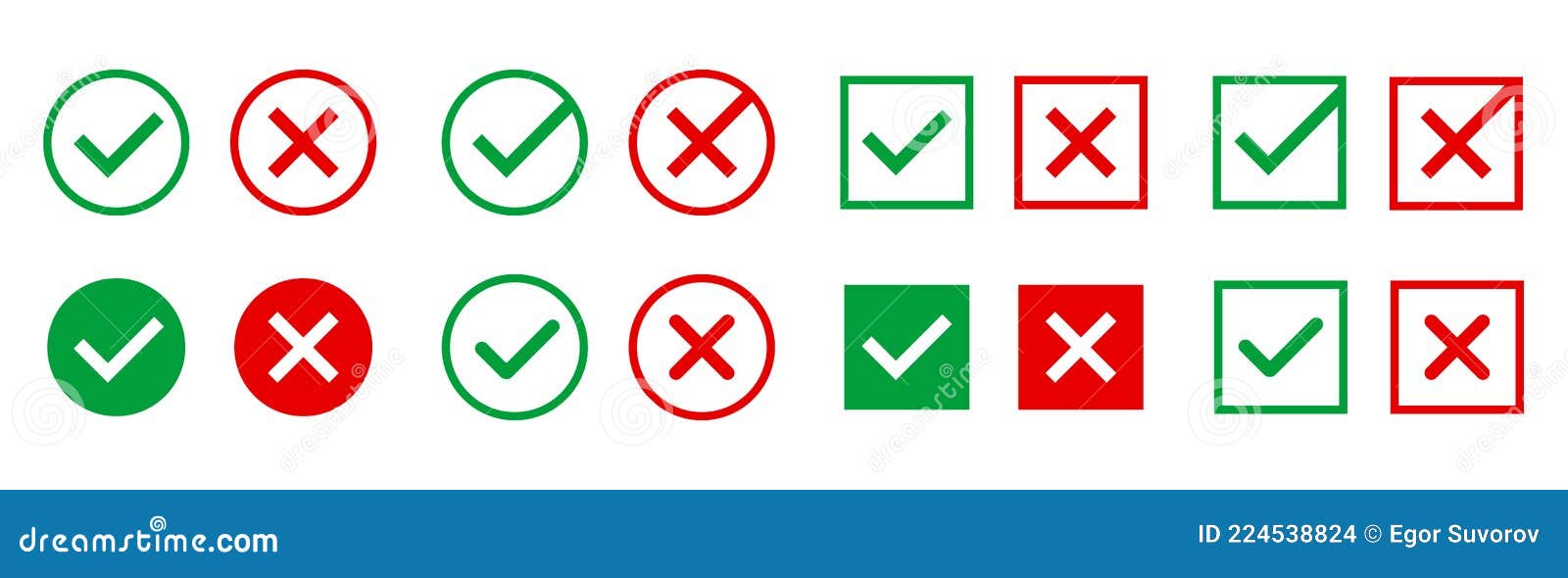 Approved and Rejected Icons. Green and Red Symbols on White Background ...