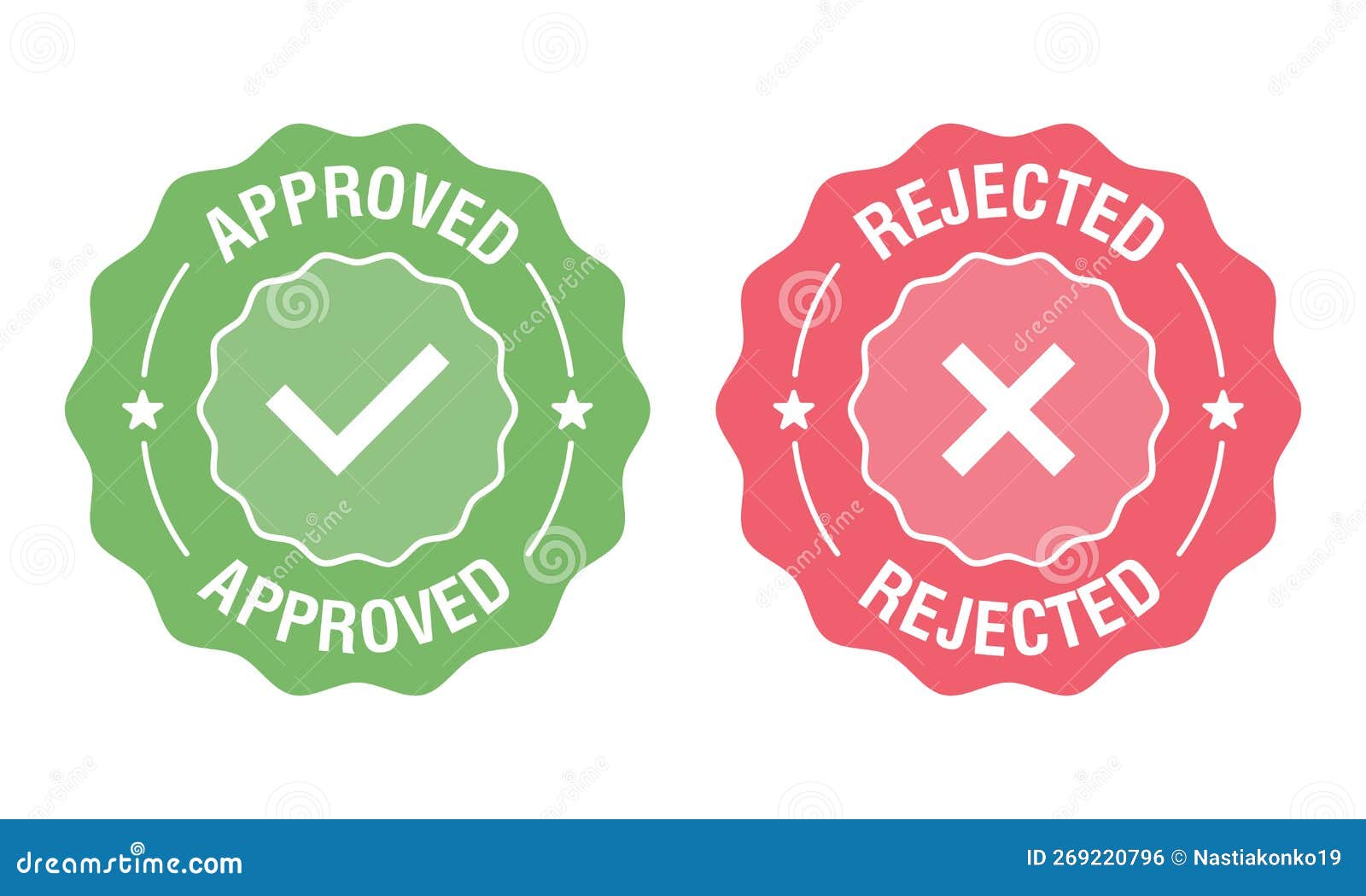 Approved and Rejected Label Sticker Icon. Vector Illustration Stock ...