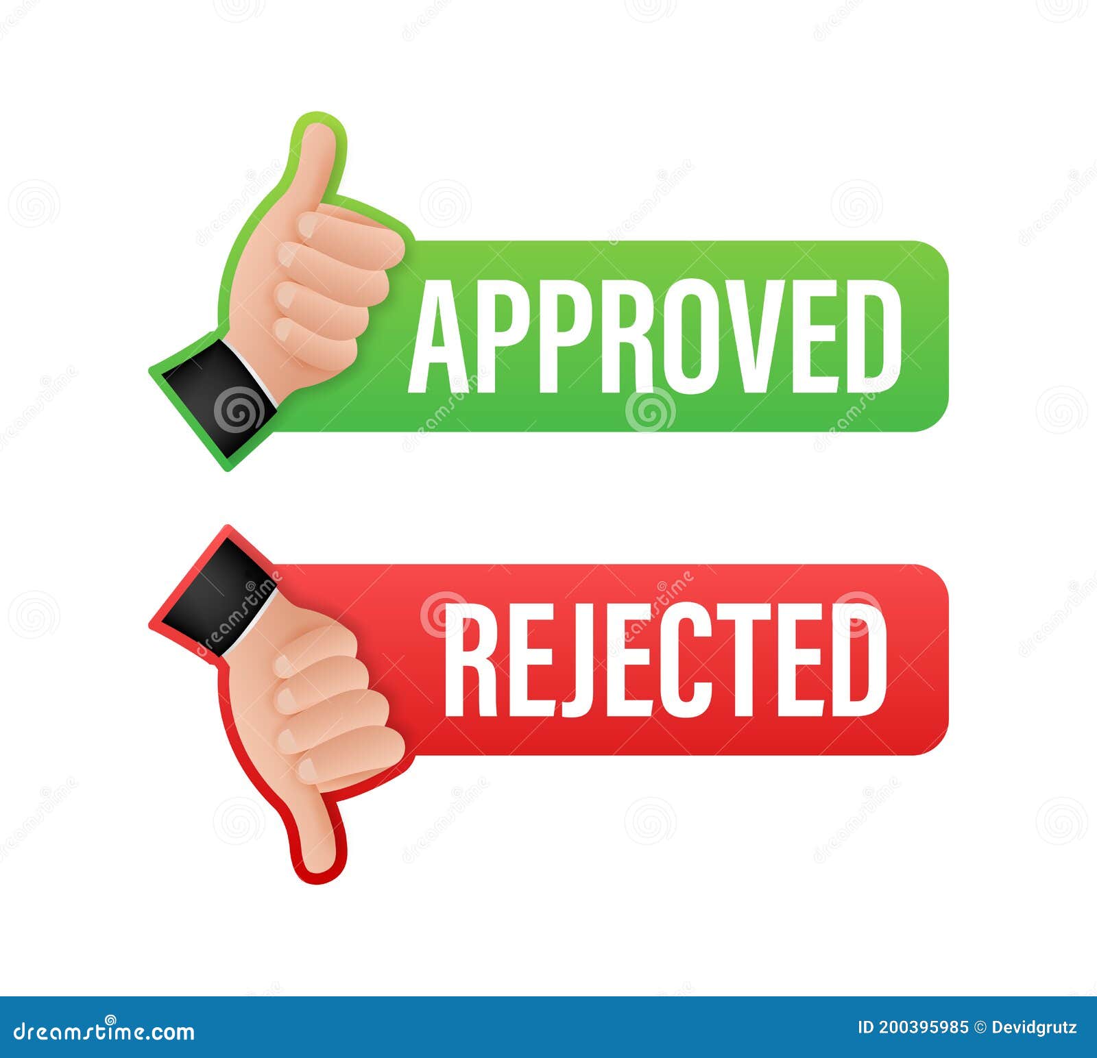 Approved and Rejected Label Sticker Icon. Vector Stock Illustration ...
