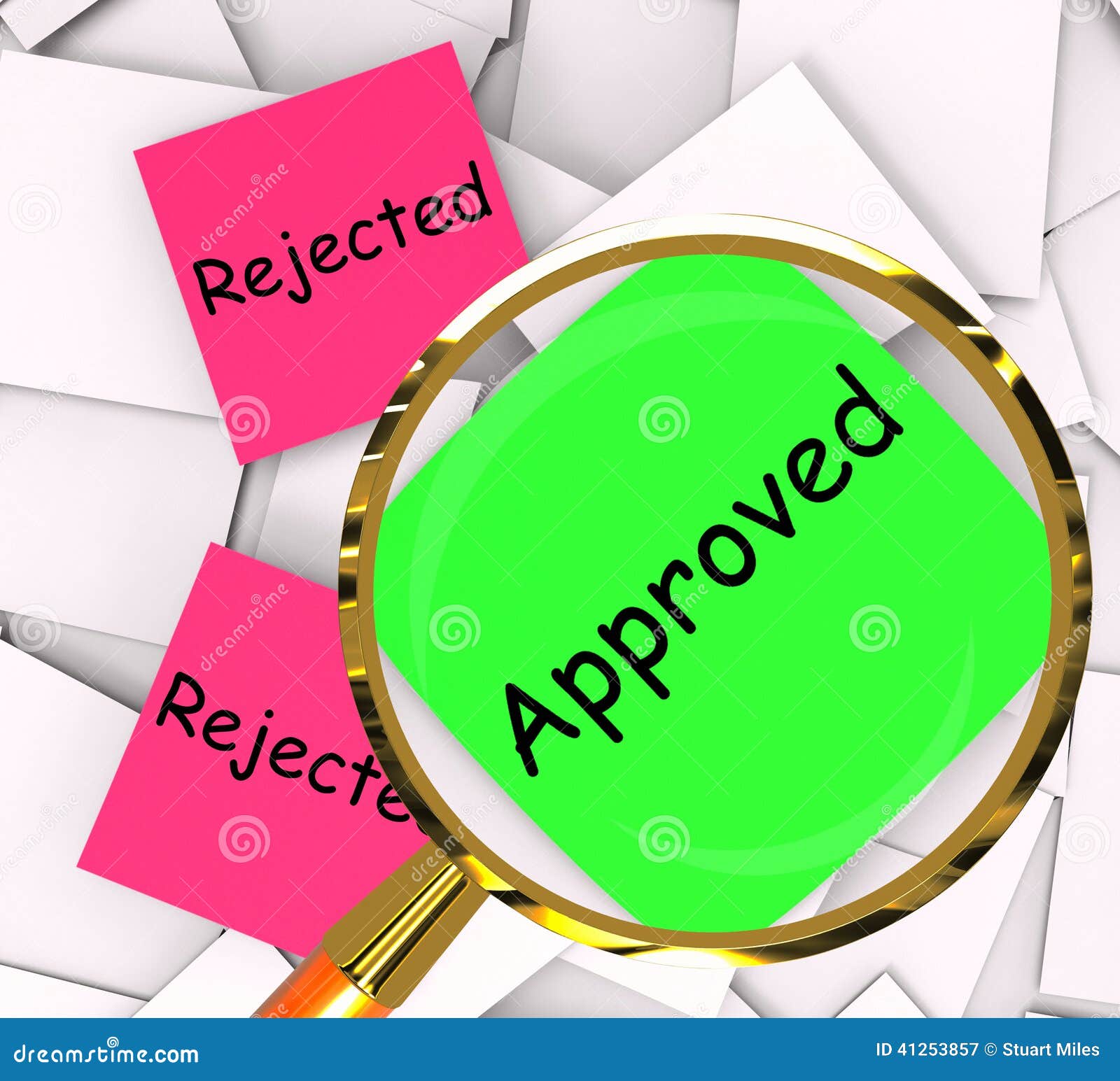 Approved Rejected Post-it Papers Show Passed or Denied Stock ...