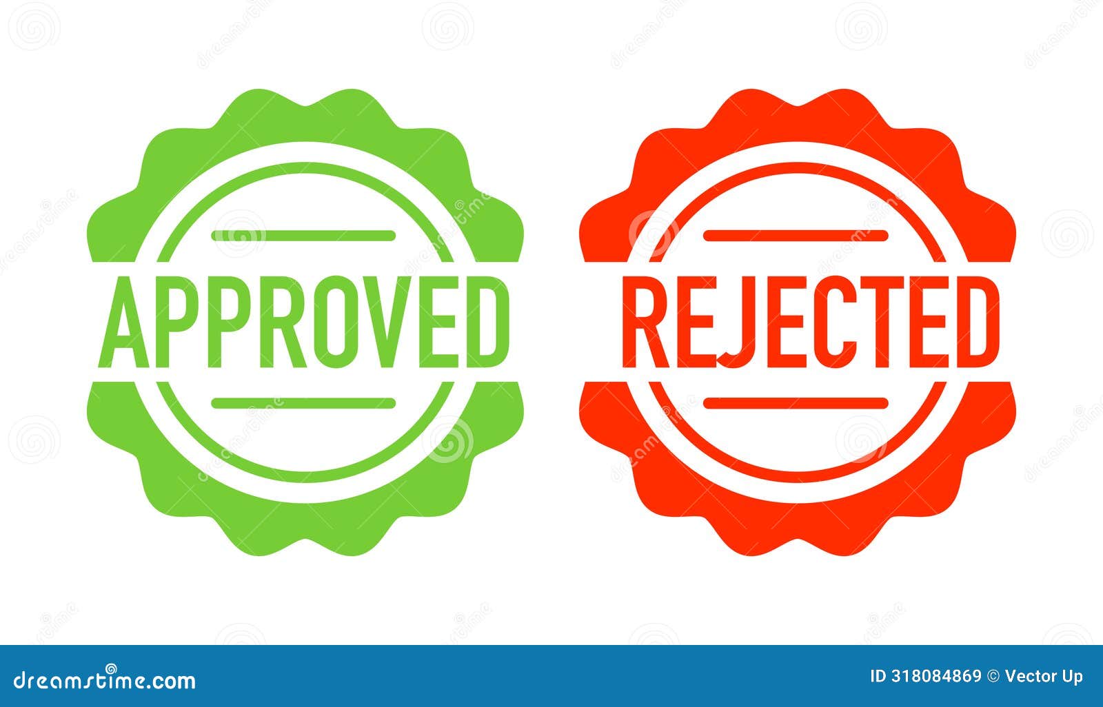 Approved and Rejected Signs, Label. Two Green and Red Stickers. Stock ...