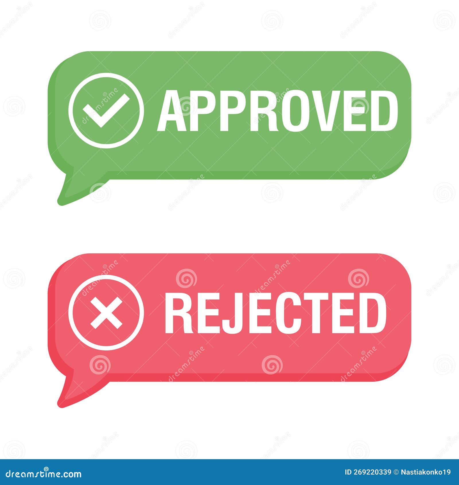 Approved and Rejected Stickers, Check or Cross Mark Sign. Vector ...