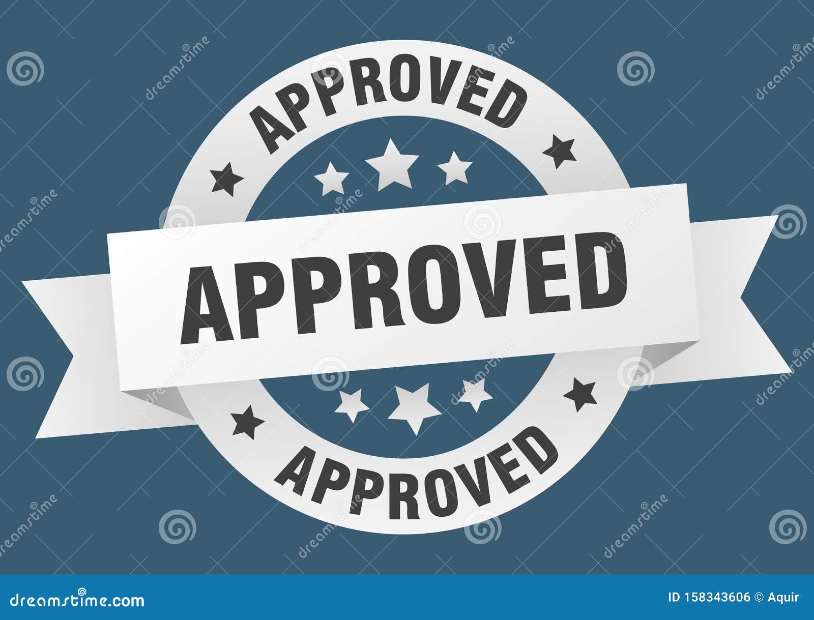 Approved ribbon sign stock vector. Illustration of element - 158343606