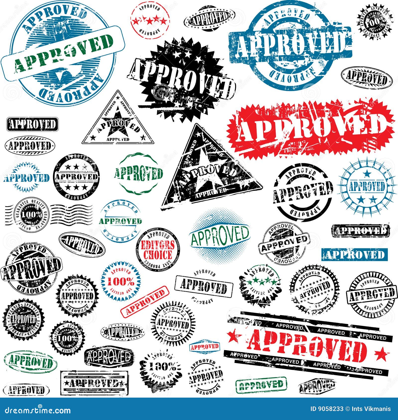 Approved Rubber Stamps Collection Stock Vector - Illustration of admit ...
