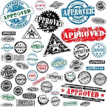 Approved Rubber Stamps Collection Stock Vector - Illustration of admit ...