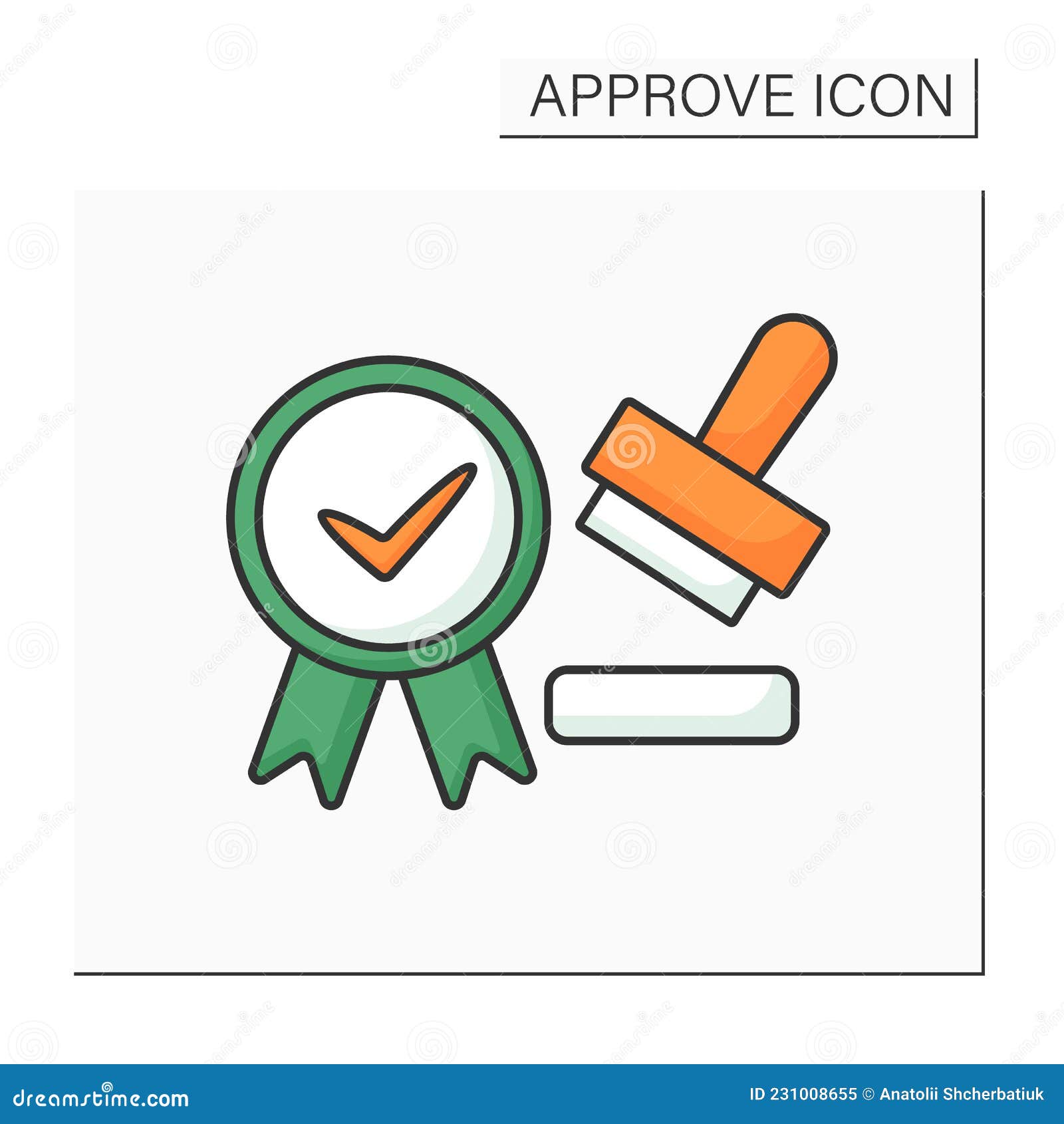 Approved seal color icon stock vector. Illustration of allowed - 231008655